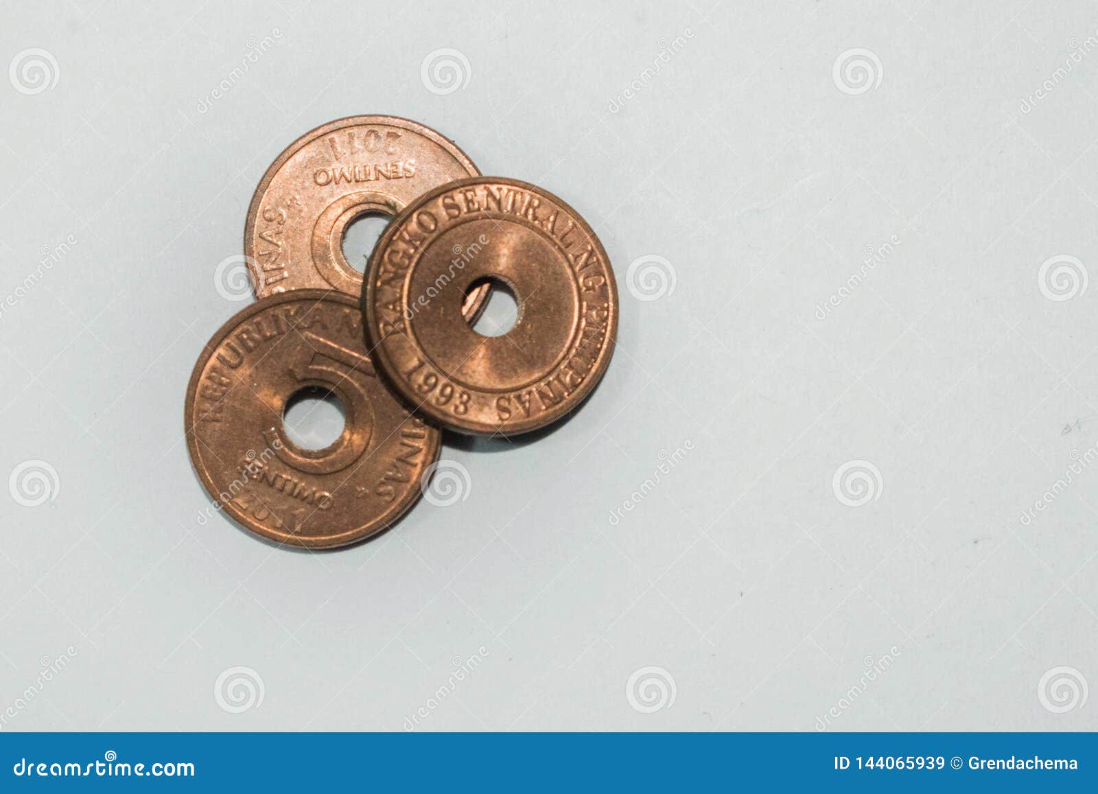 Philippine Coins, Five Cents, Small Round Copper Coins Stock Image ...