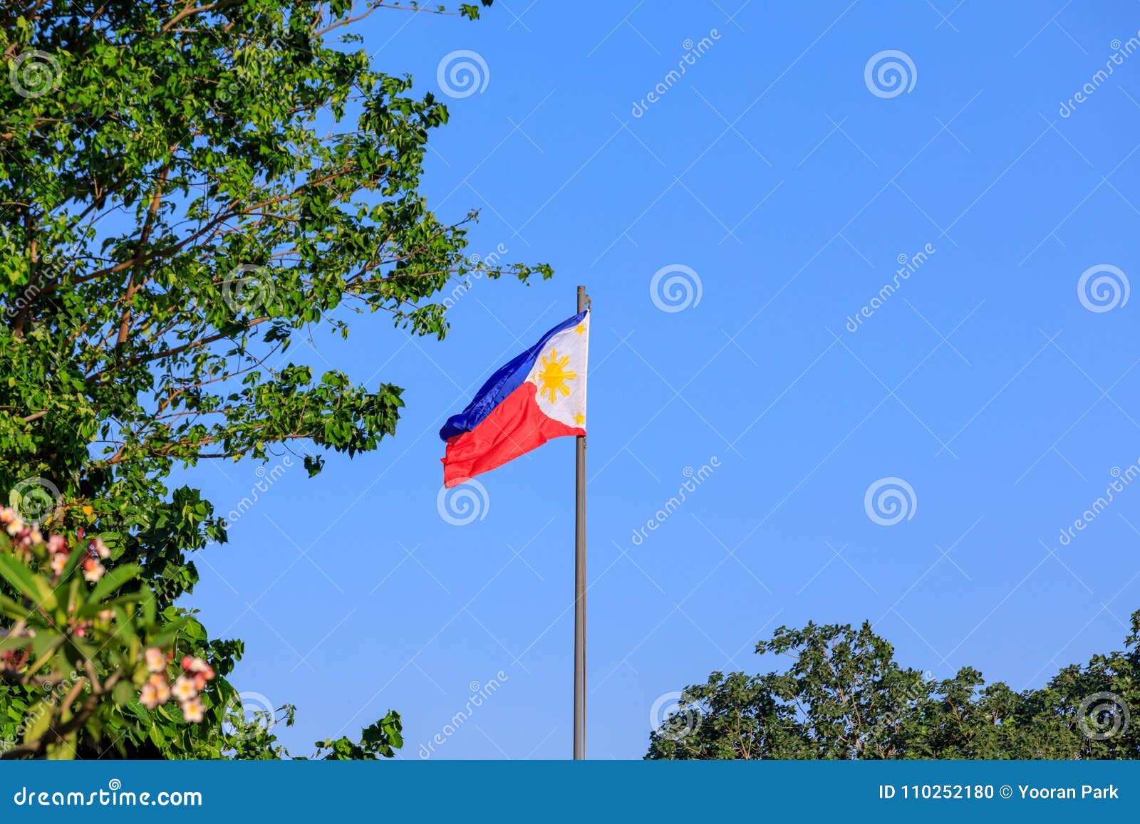 Philippine Flag on Blue Sky Stock Photo - Image of fortress, historic ...