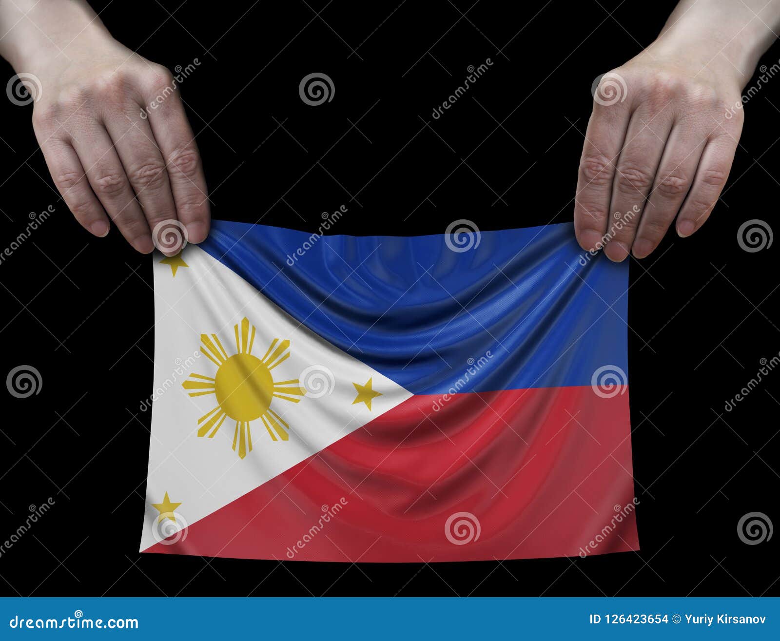 Philippine flag in hands stock photo. Image of color - 126423654