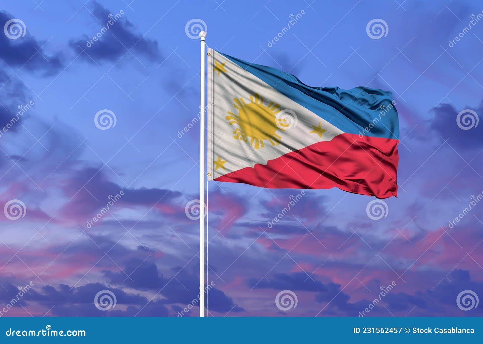 Philippine Flagpole On A Park Viewed With Two Cream Colored Columns ...