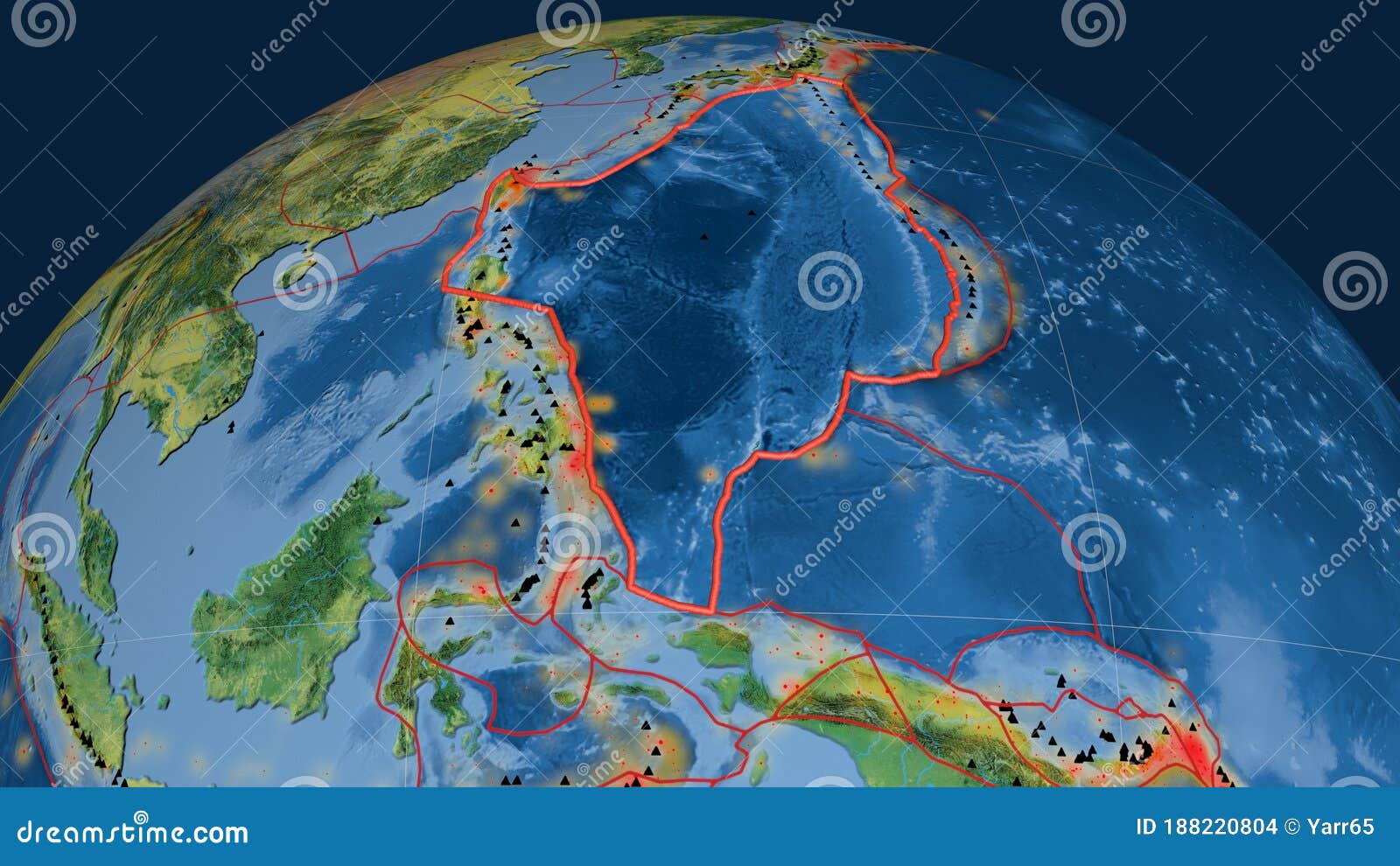 Philippine Sea Plate Outlined - Topographic Stock Illustration ...