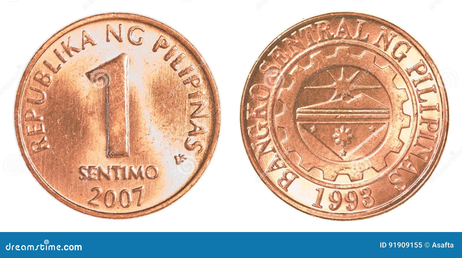 50 Philippine Sentimo Coin 1971 Obverse Isolated On White Background ...