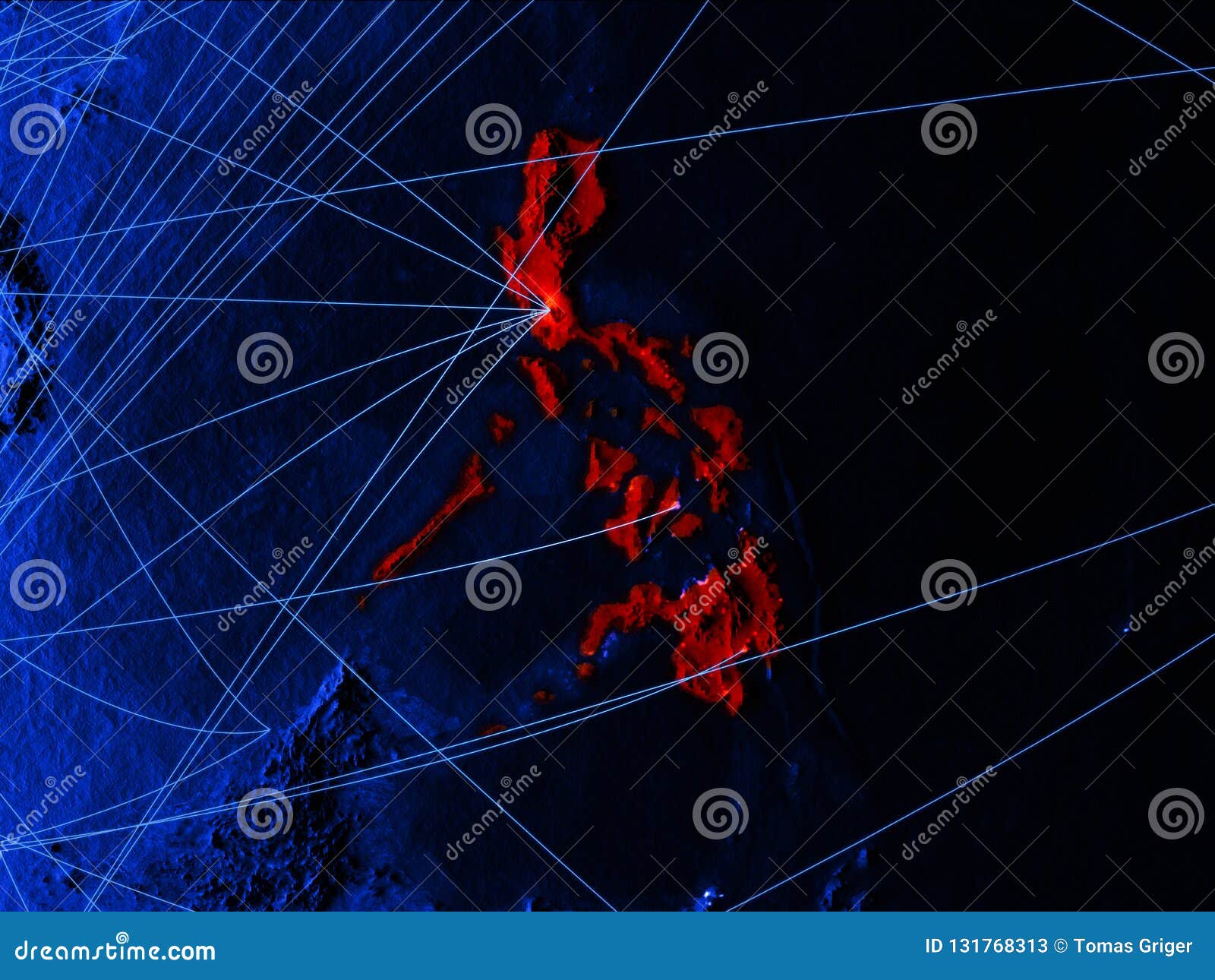 Philippines on Blue Digital Map with Networks. Concept of International ...