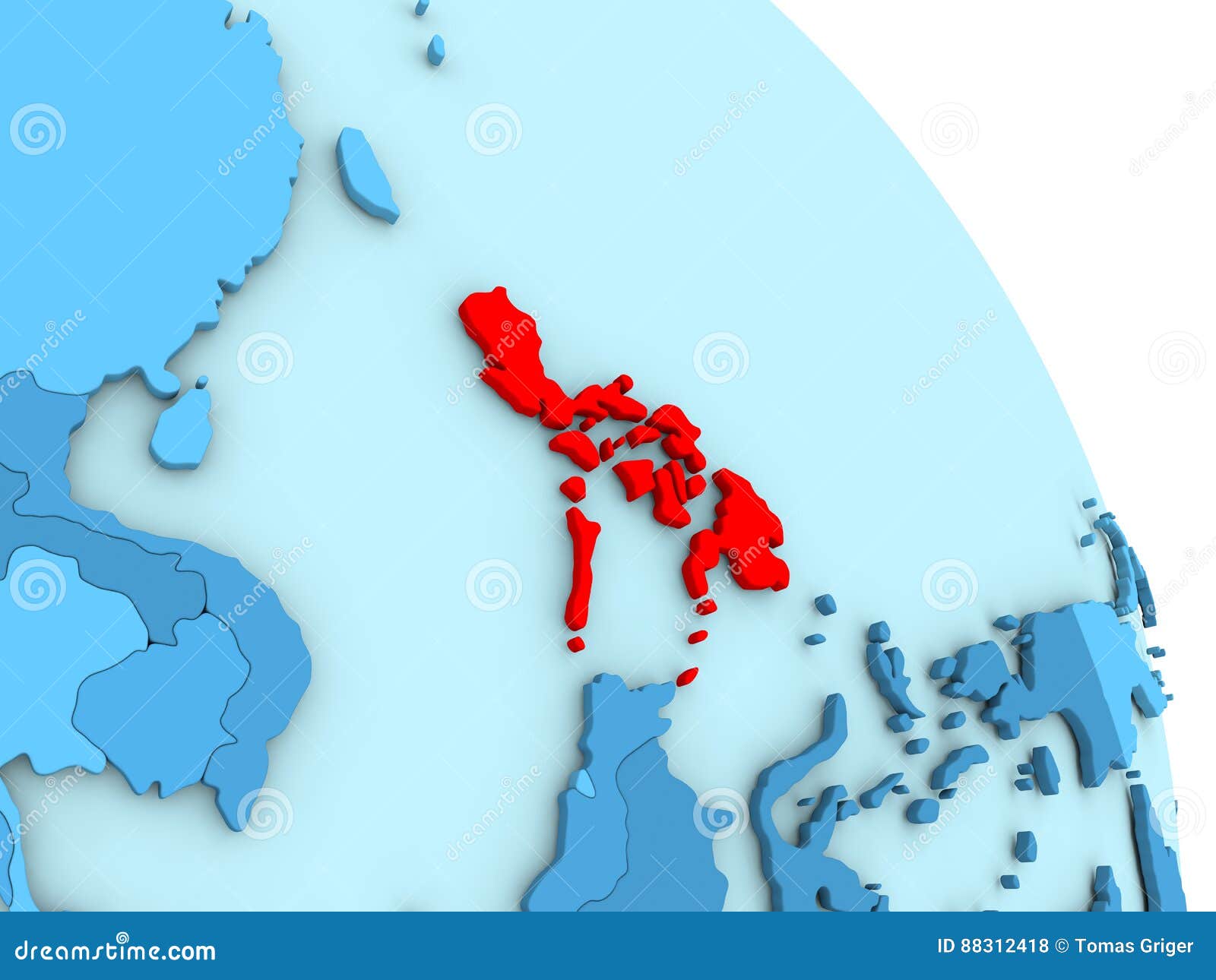 Philippines on Blue Political Globe Stock Illustration - Illustration ...