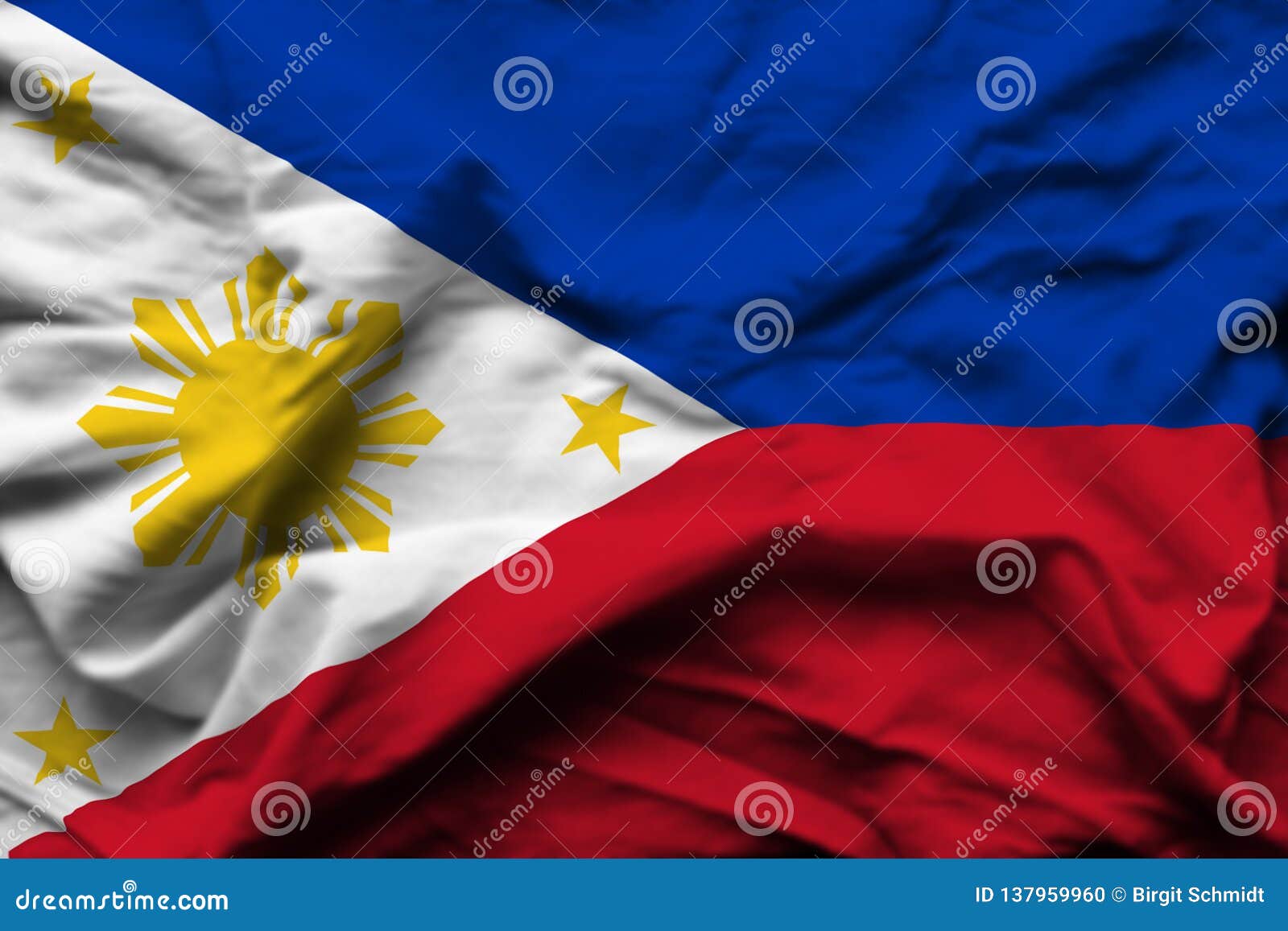 Philippines Realistic Flag Illustration. Stock Illustration ...