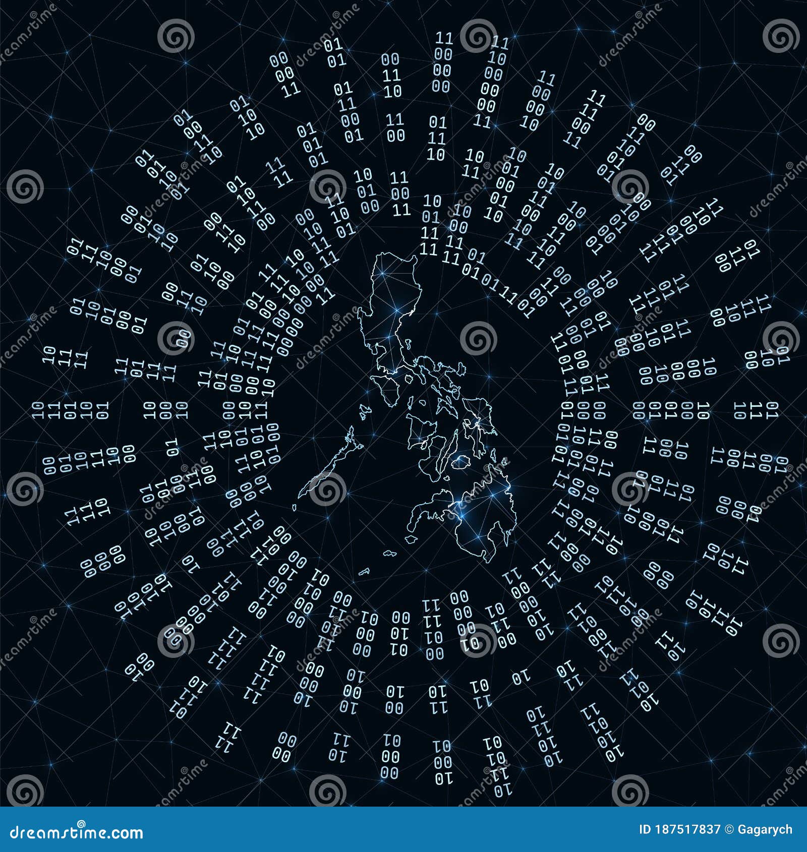 Philippines digital map. stock vector. Illustration of bright - 187517837