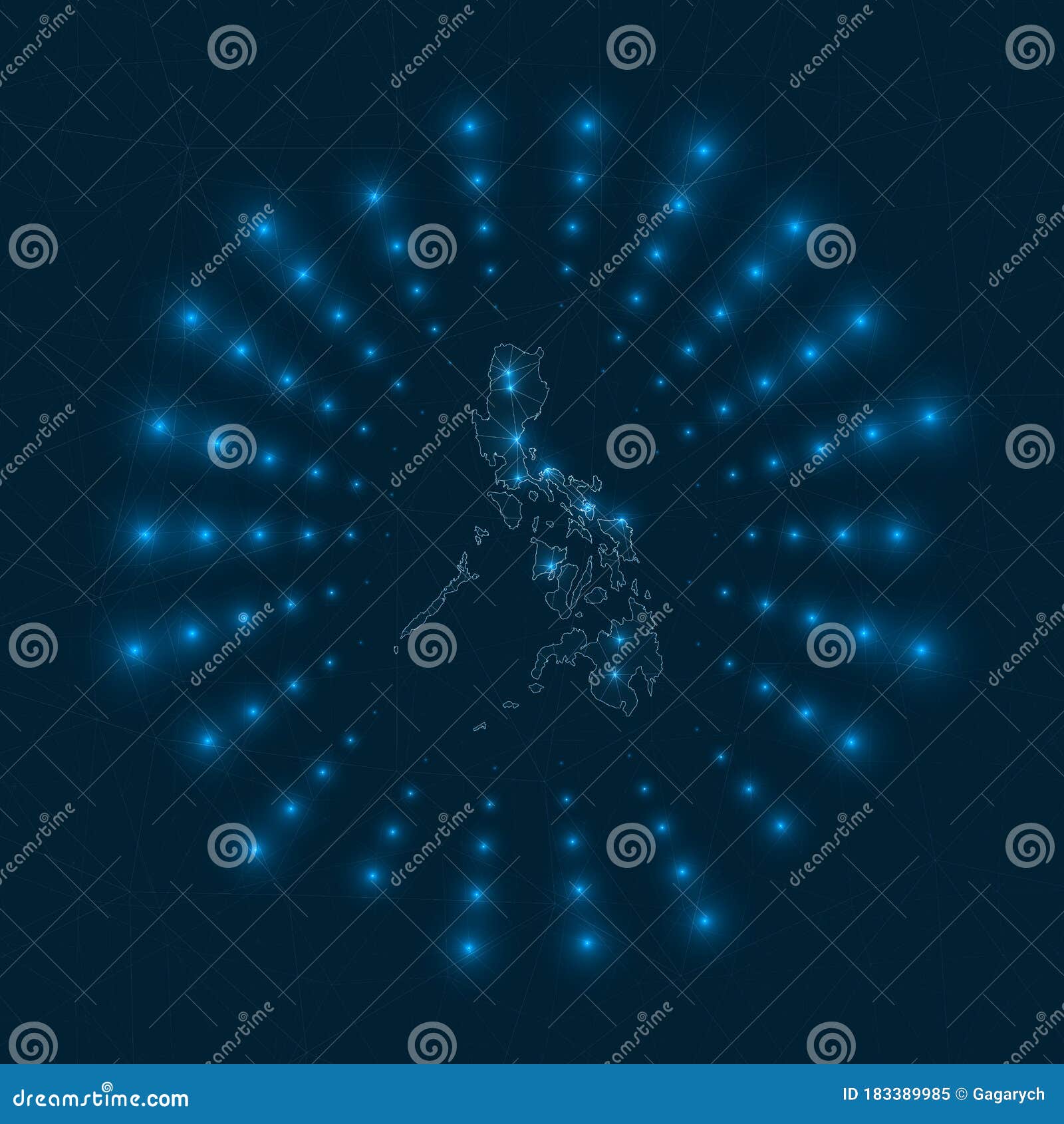 Philippines digital map. stock vector. Illustration of futuristic ...