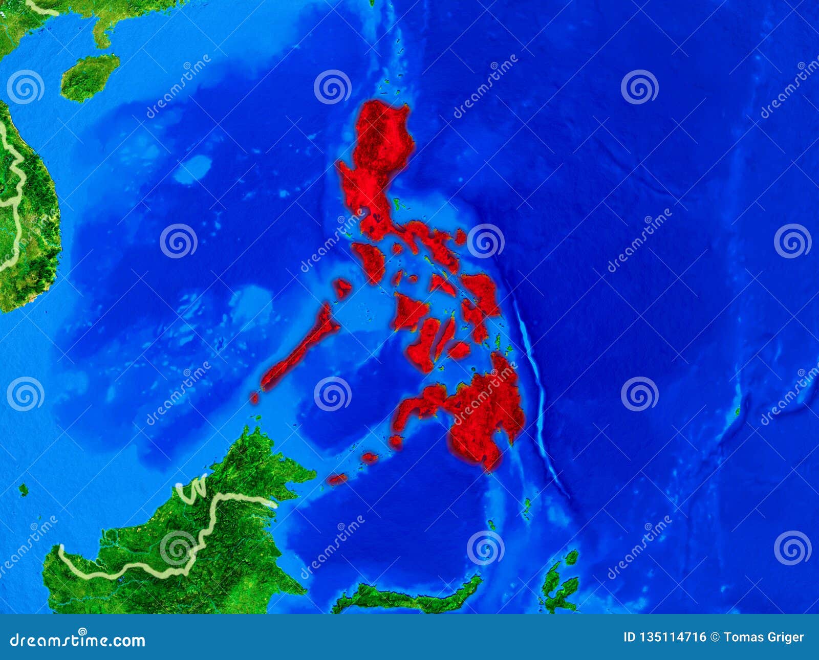 Philippines on Earth with Borders Stock Illustration - Illustration of ...