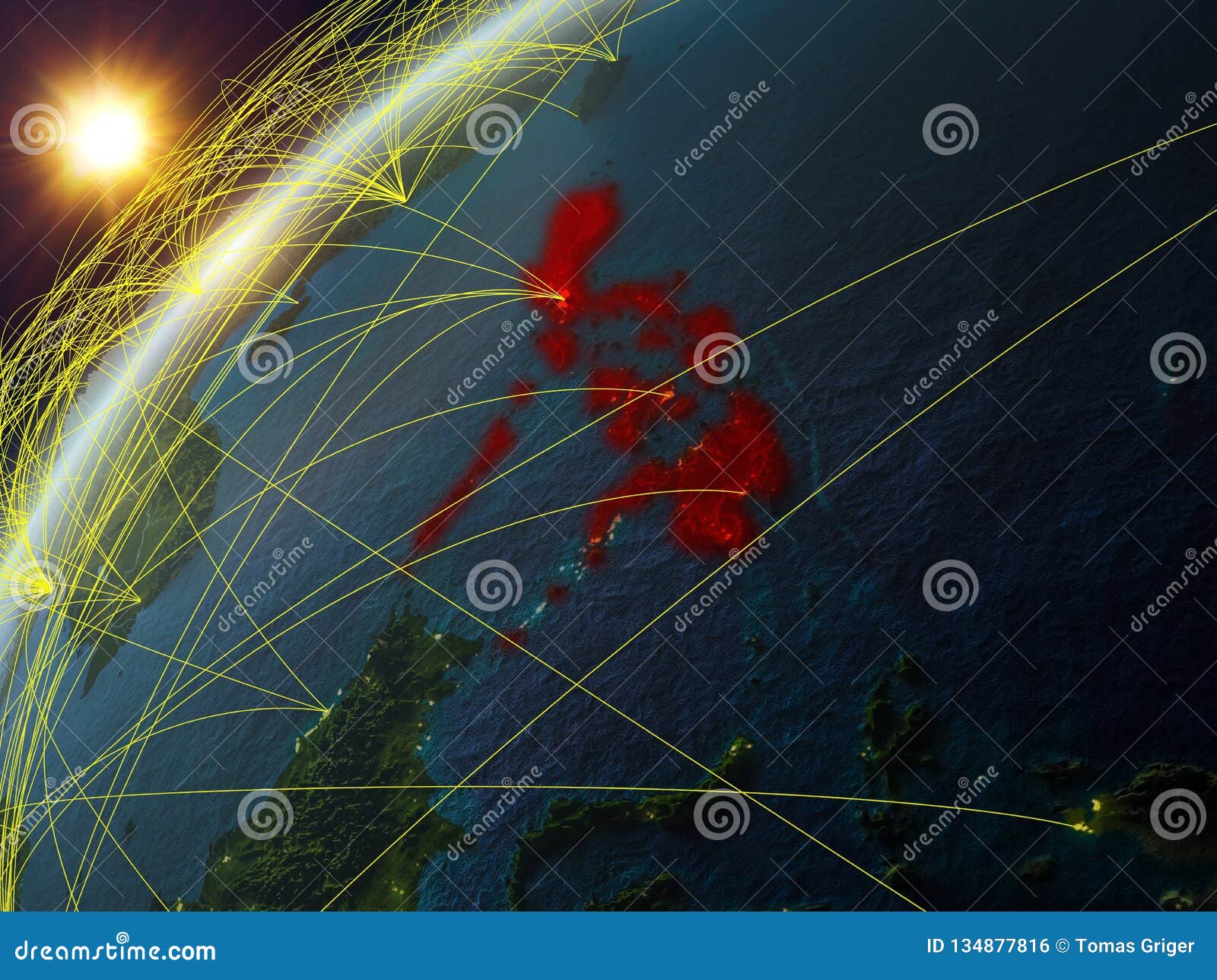 Philippines on Earth with Network Stock Illustration - Illustration of ...