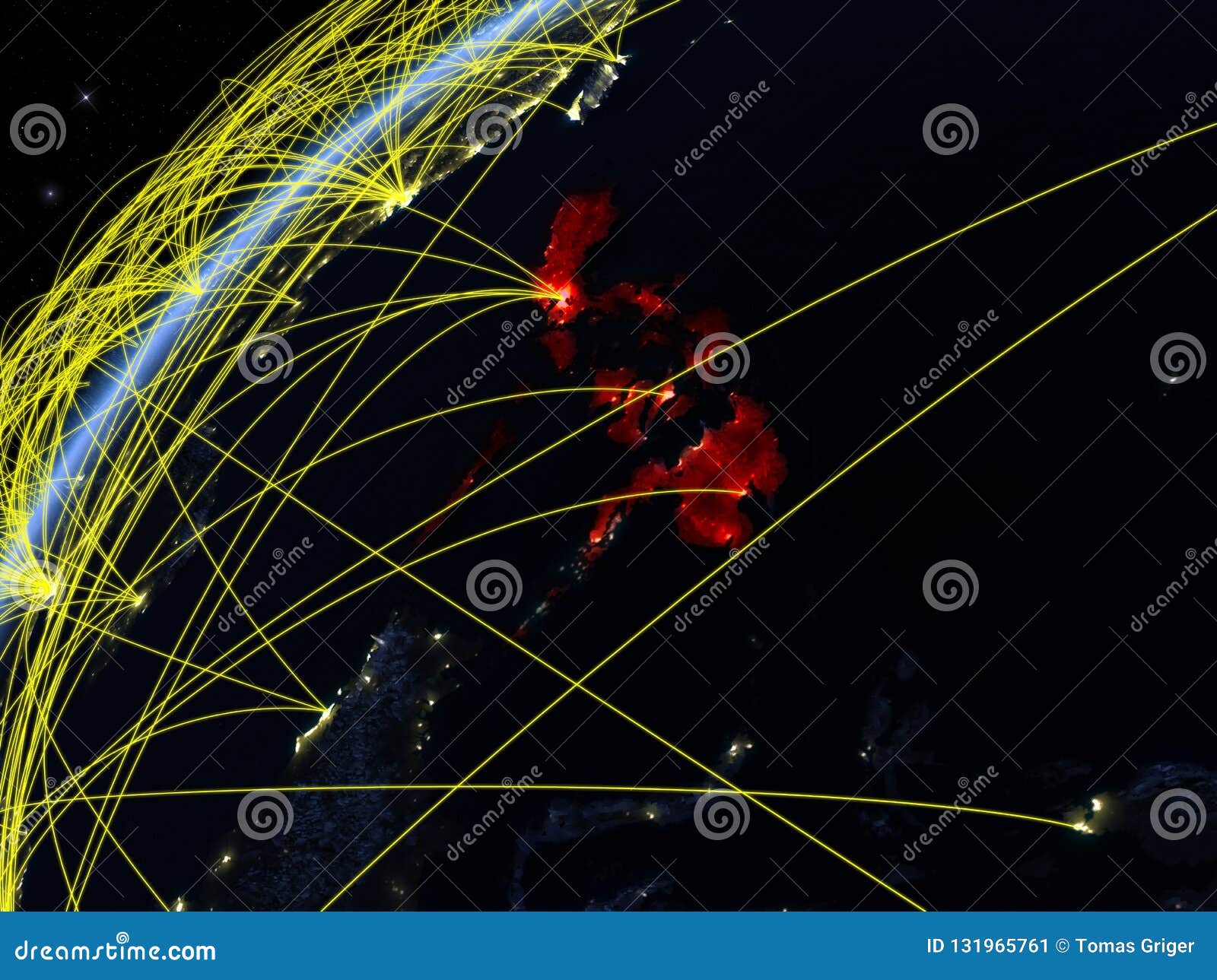 Philippines on Earth with Network Stock Illustration - Illustration of ...