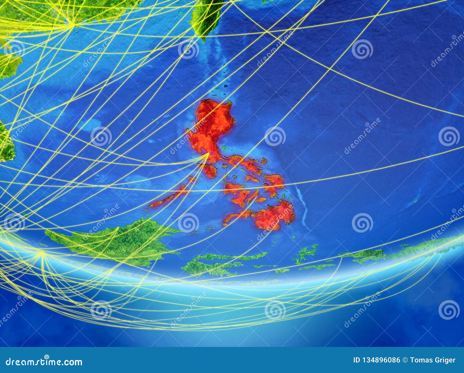 Philippines on Earth with Network Stock Illustration - Illustration of ...
