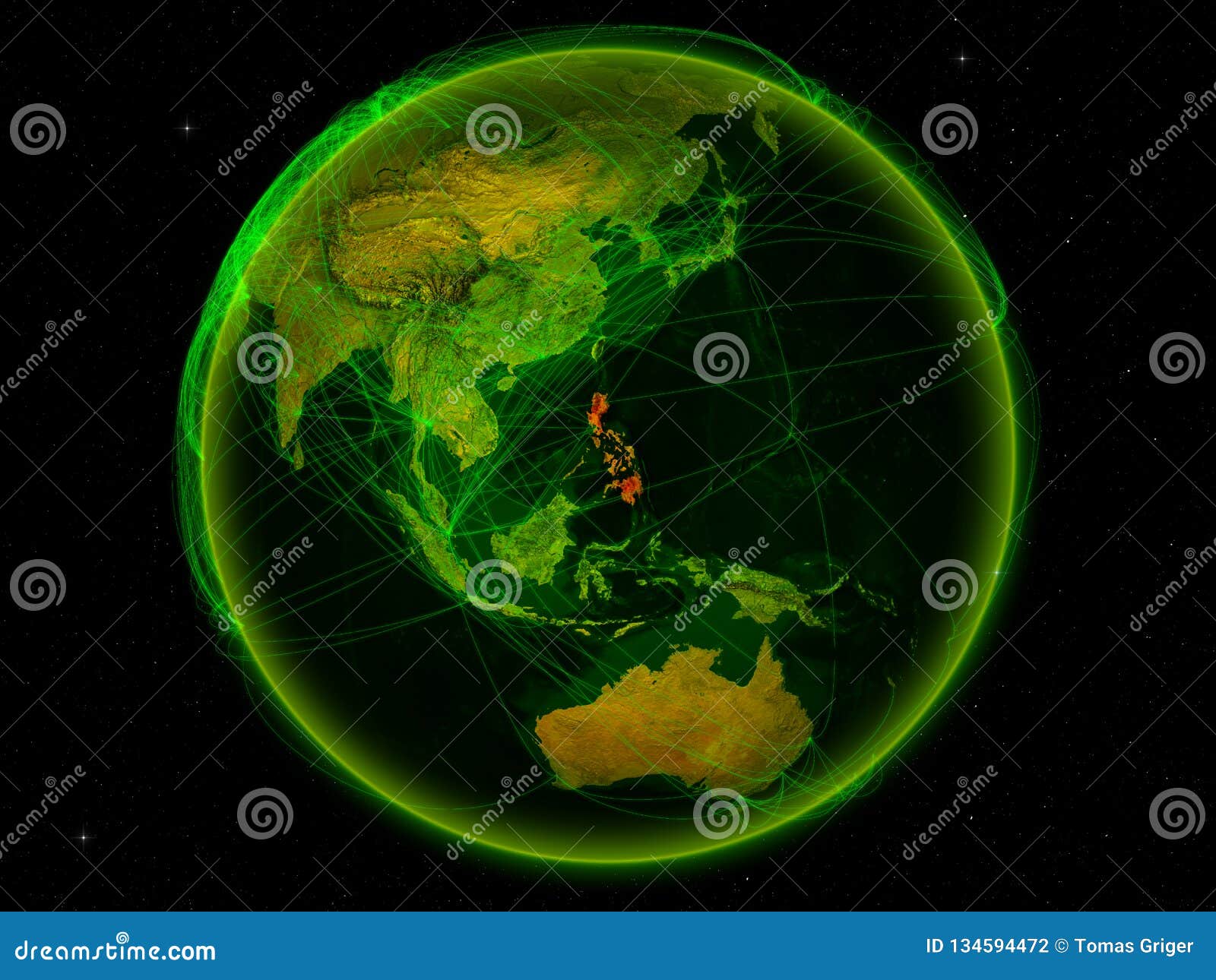 Philippines on Earth with Network Stock Illustration - Illustration of ...