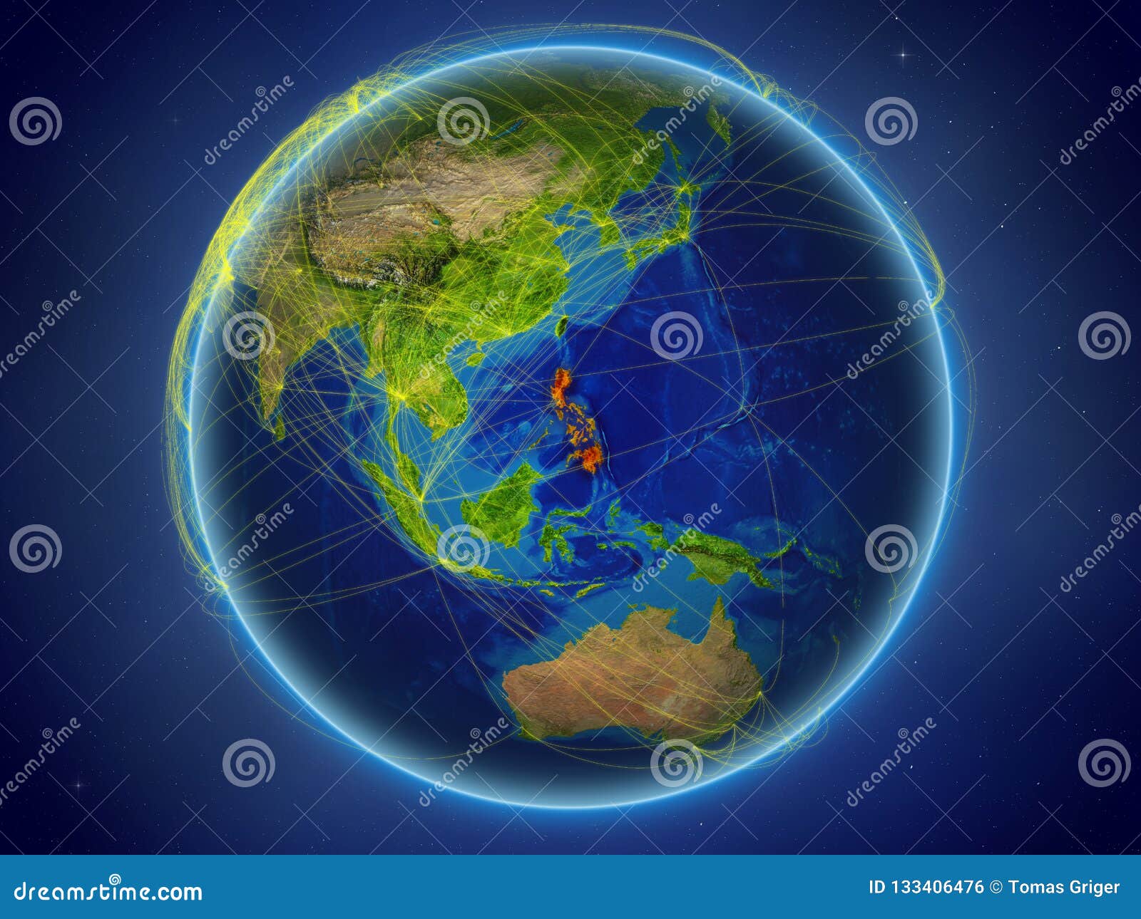 Philippines on Earth with Networks Stock Illustration - Illustration of ...