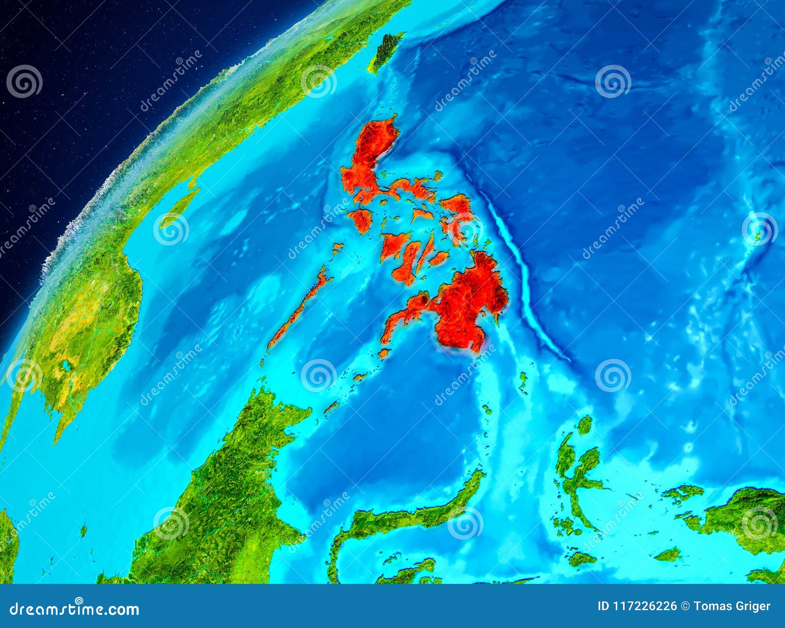 Philippines on Earth from Space Stock Illustration - Illustration of ...