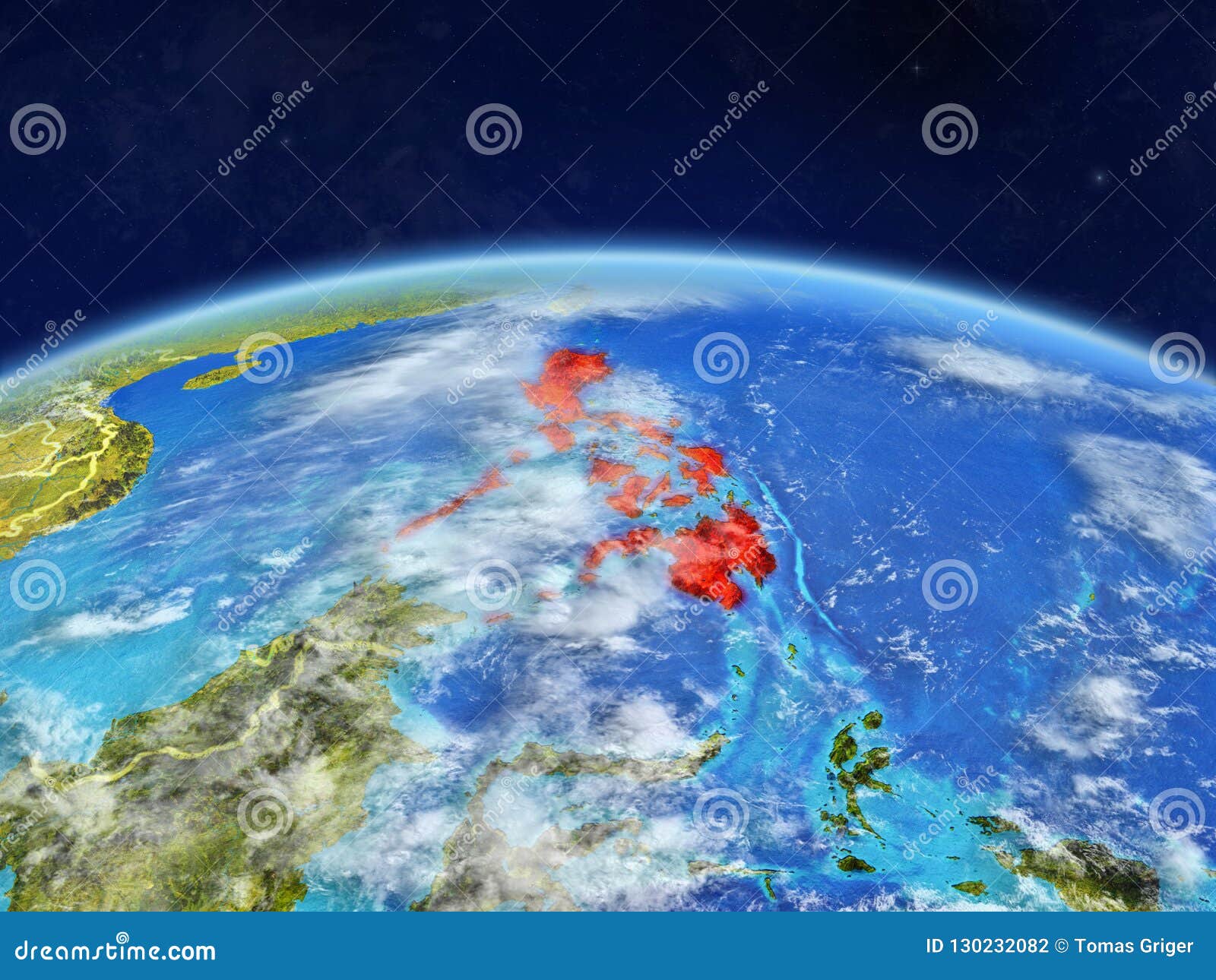 Philippines on Earth from Space Stock Photo - Image of highlighted ...
