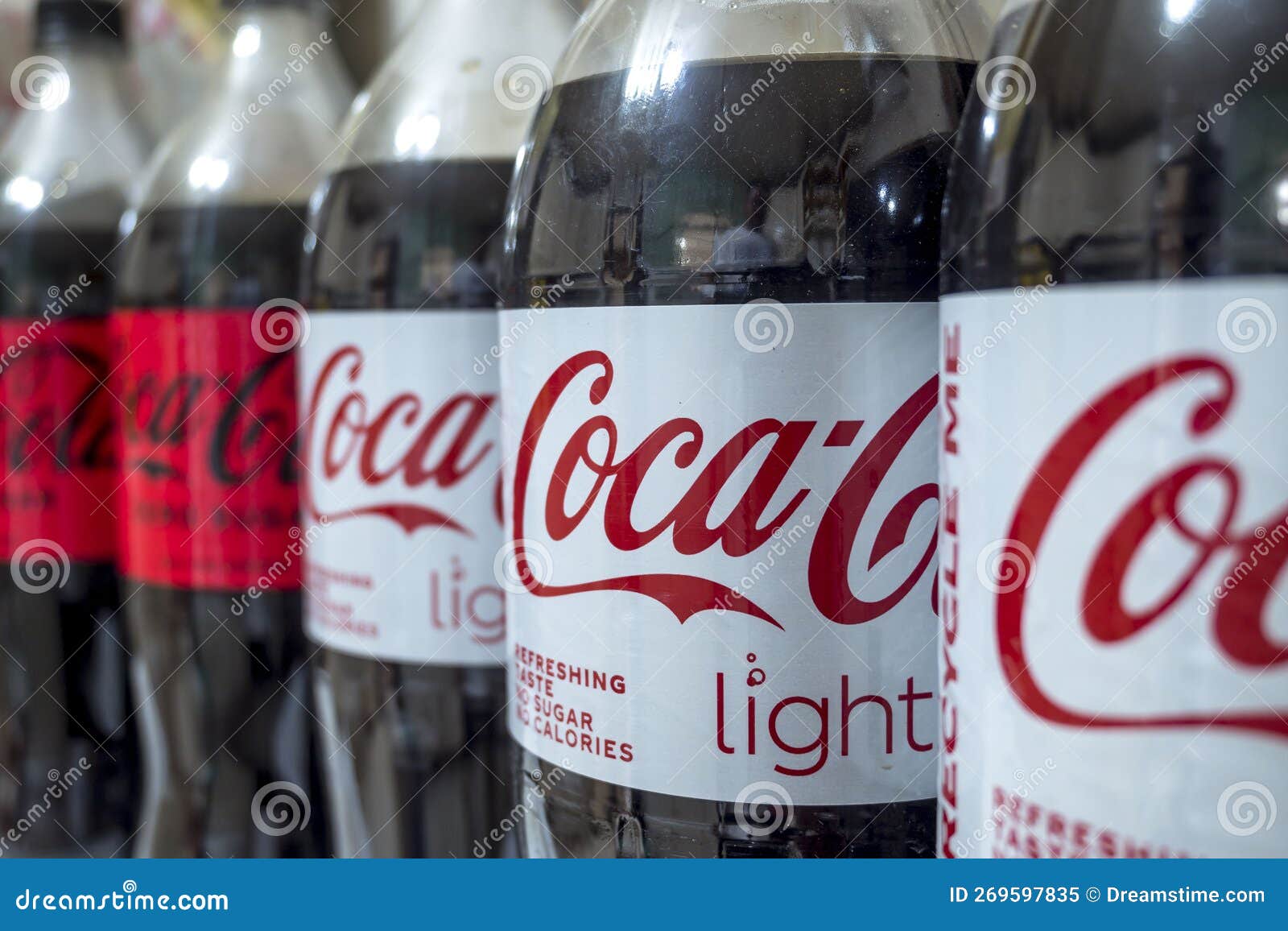 A Row of 1.5 Liter Coke Zero and Coke Light PET Bottles Editorial Image ...
