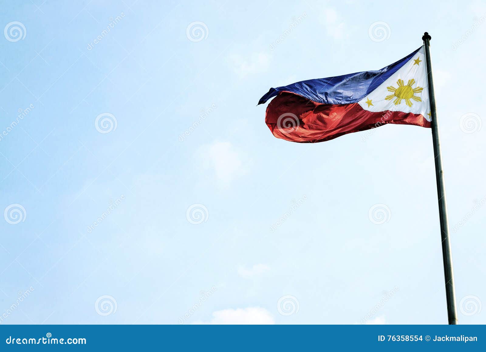 Philippines Filipino Flag on Flagpole in Manila Stock Photo - Image of ...