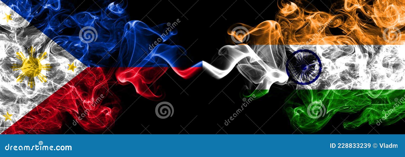 Philippines, Filipino Vs India Smoke Flags Side by Side Stock ...