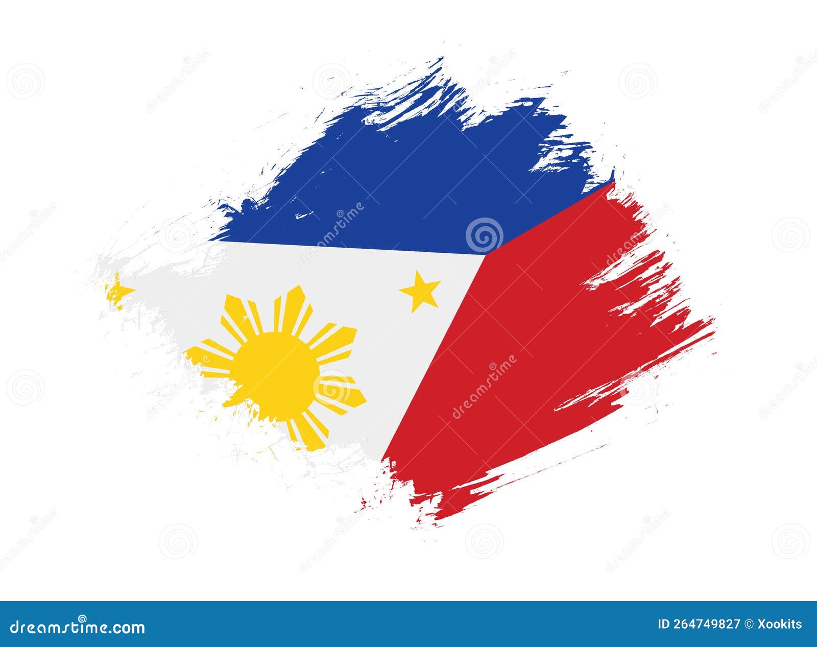Philippines Flag with Abstract Paint Brush Texture Effect on White ...