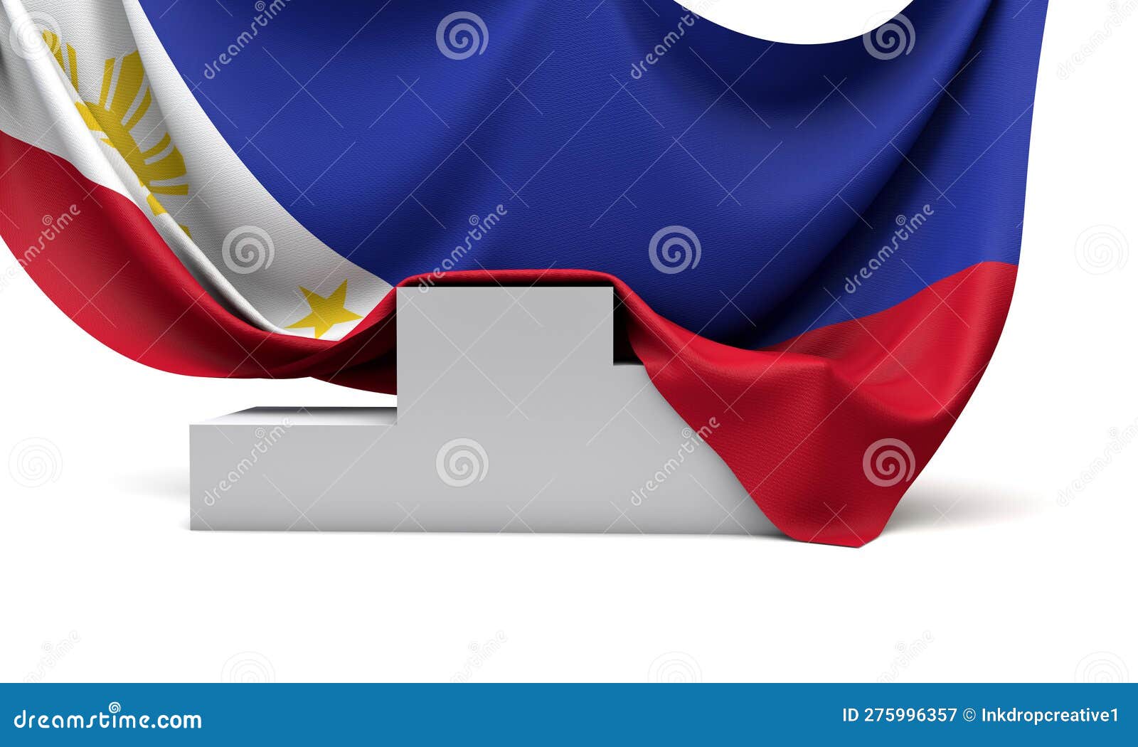 Philippines Flag Draped Over a Competition Winners Podium. 3D Render ...