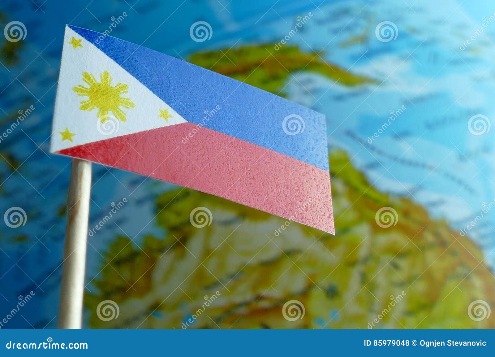 Philippines Flag with a Globe Map As a Background Stock Photo - Image ...
