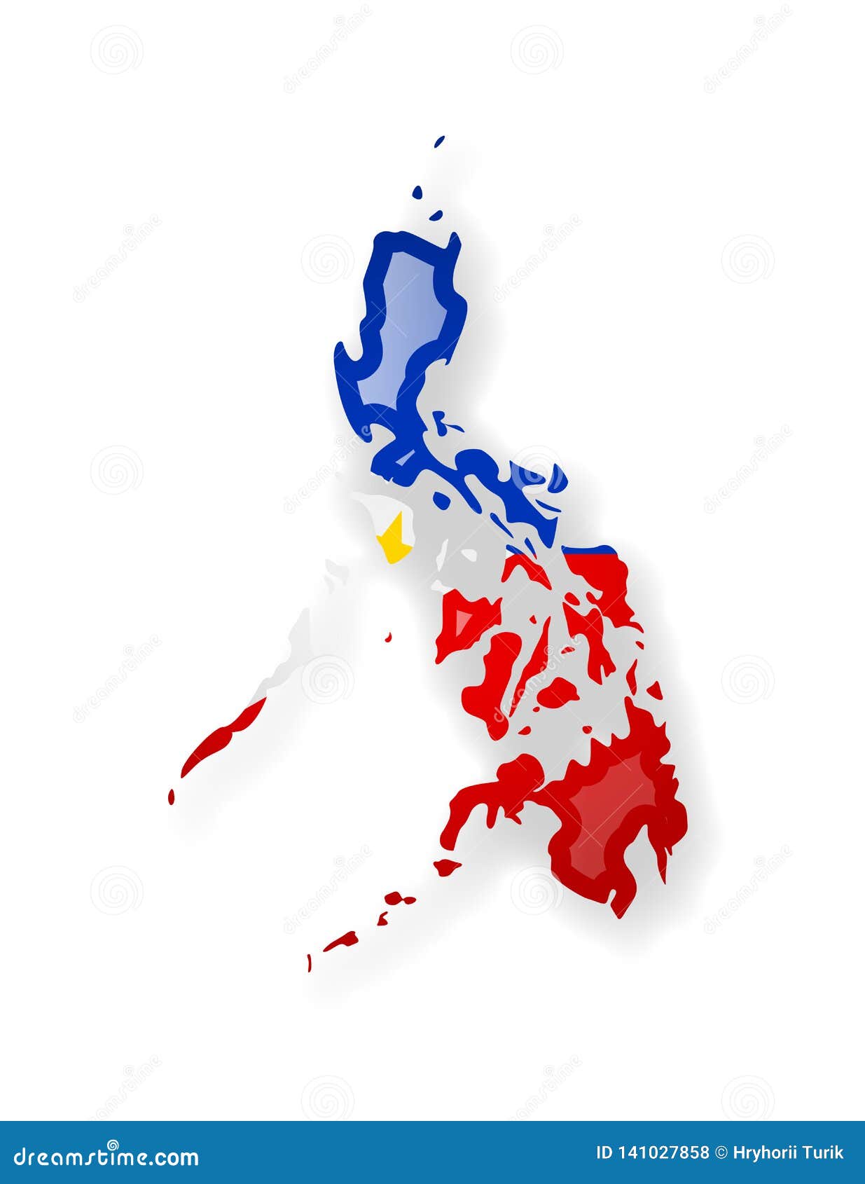 Philippines Flag and Outline of the Country on a White Background Stock ...