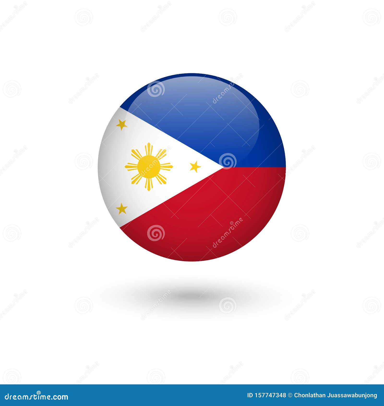 Philippines Flag Round Glossy Stock Vector - Illustration of glass ...