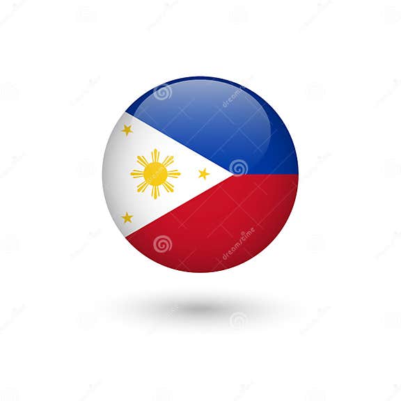 Philippines Flag Round Glossy Stock Vector - Illustration of glass ...