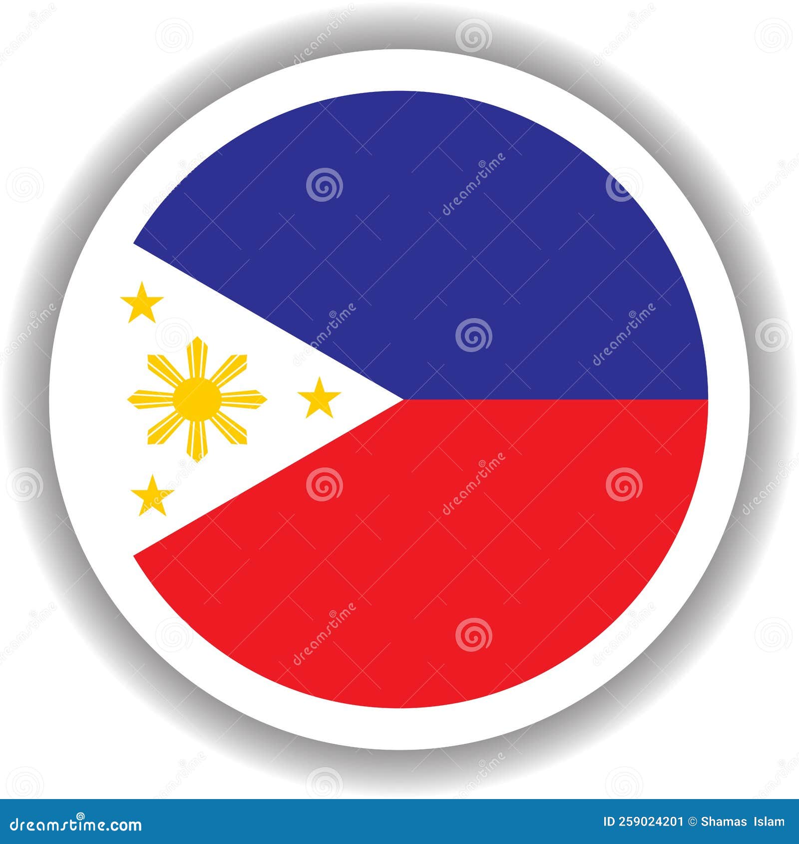 Philippines Flag Round Shape Vectors Stock Vector - Illustration of ...
