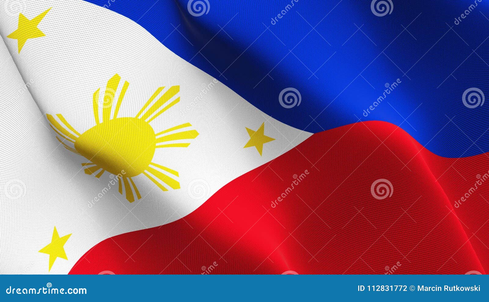 Philippines Flag Waving on Wind. Stock Illustration - Illustration of ...