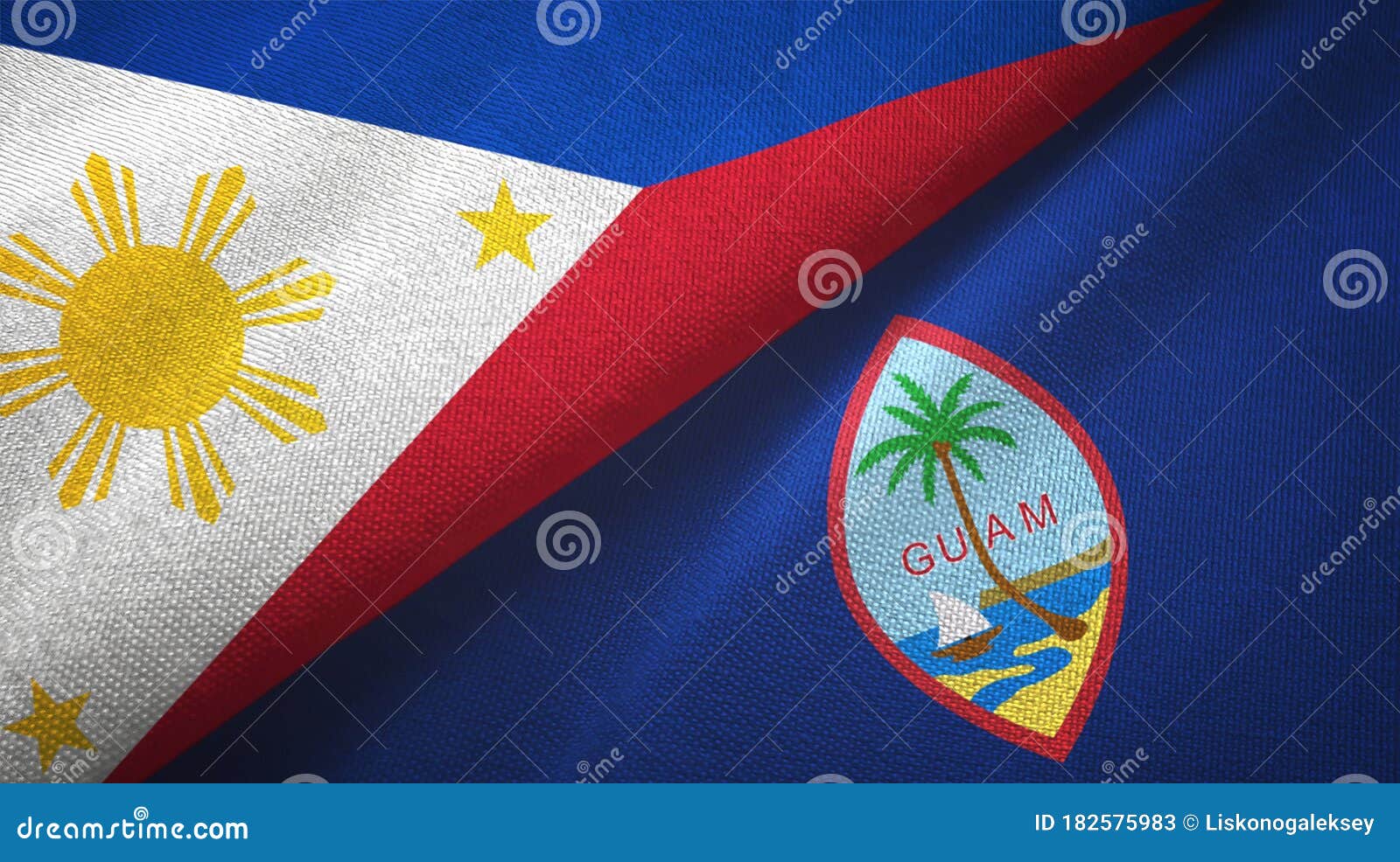 Philippines and Guam Two Flags Textile Cloth, Fabric Texture Stock ...