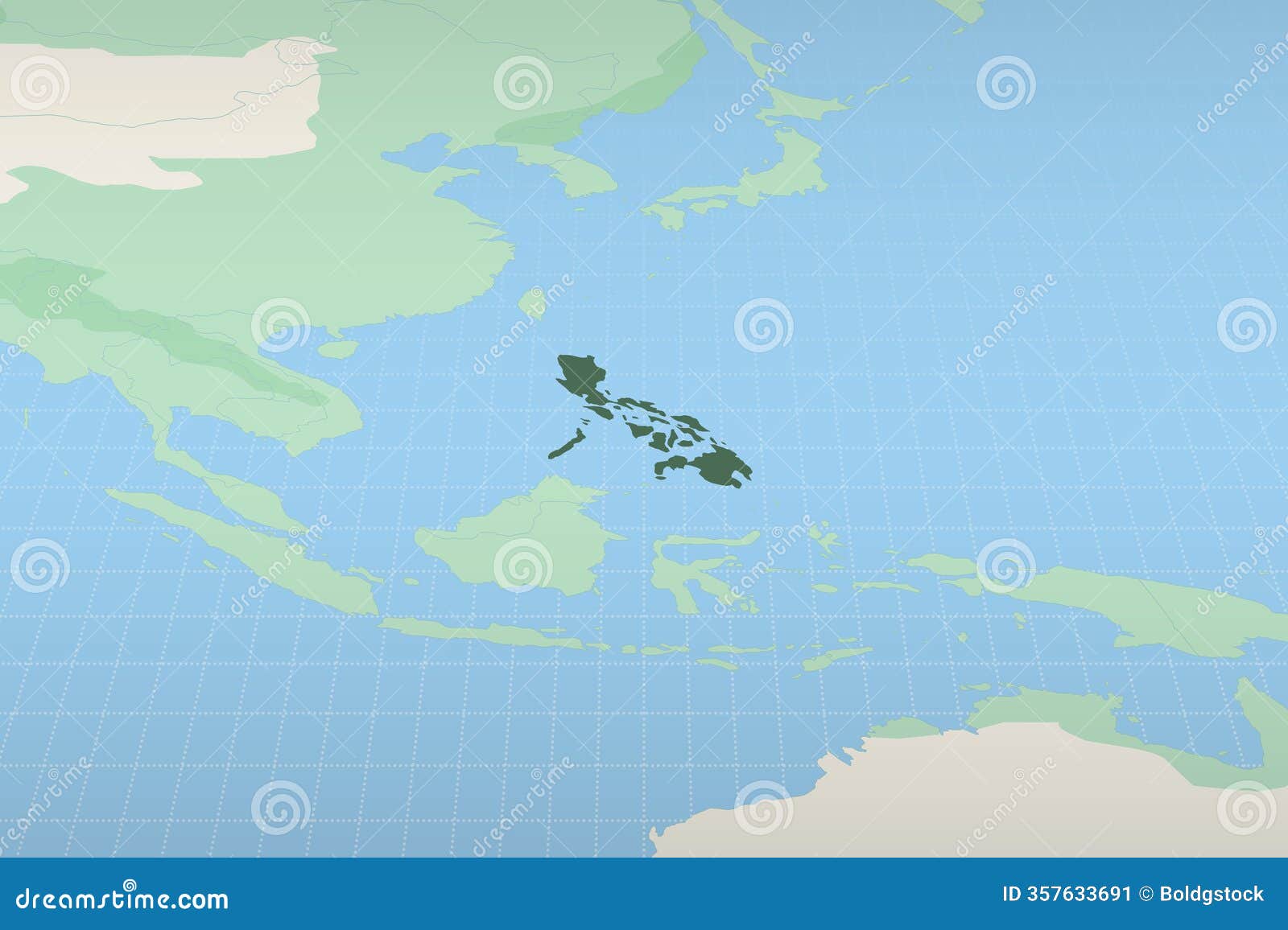 Philippines Highlighted on a Detailed Map, Geographic Location of ...