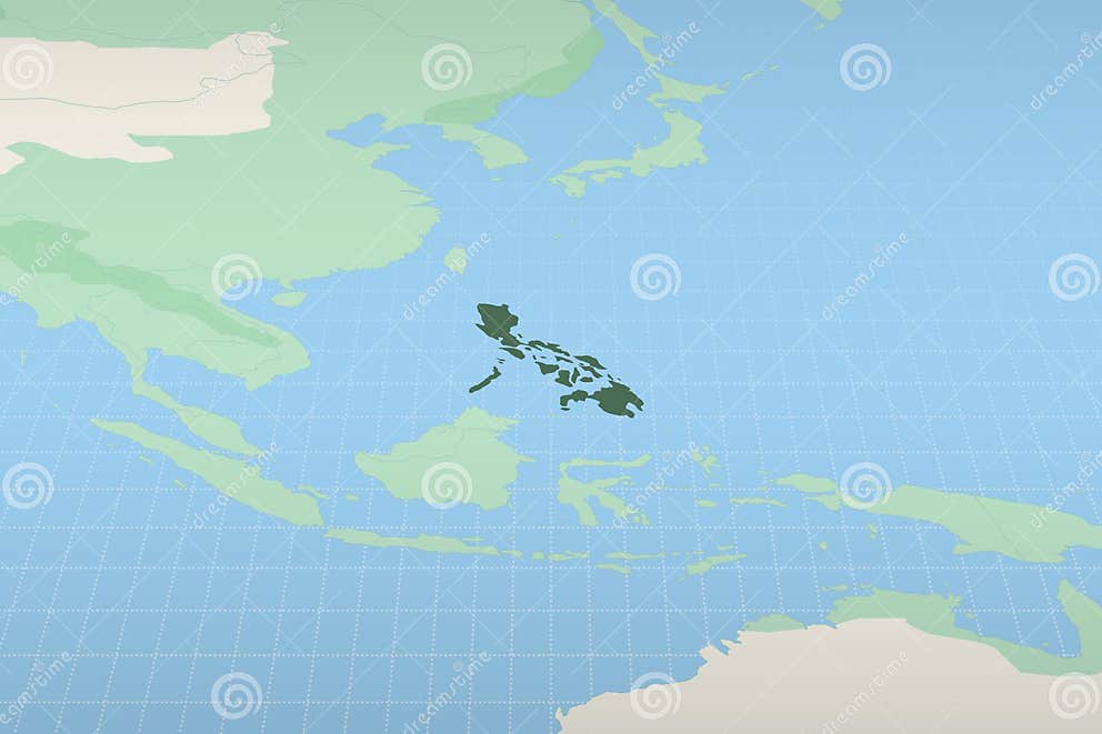 Philippines Highlighted on a Detailed Map, Geographic Location of ...