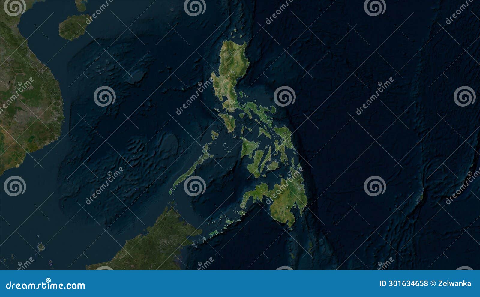 Philippines Highlighted. High-res Satellite Stock Illustration ...