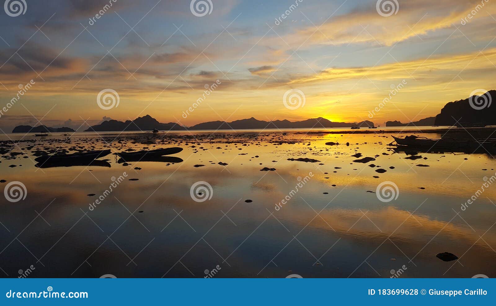 Philippines Island by the Sunset and Low Sea Level Stock Photo - Image ...