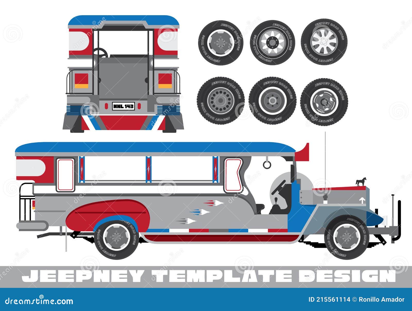 Philippines Jeepney Icon Vector Set Stock Vector - Illustration of town ...