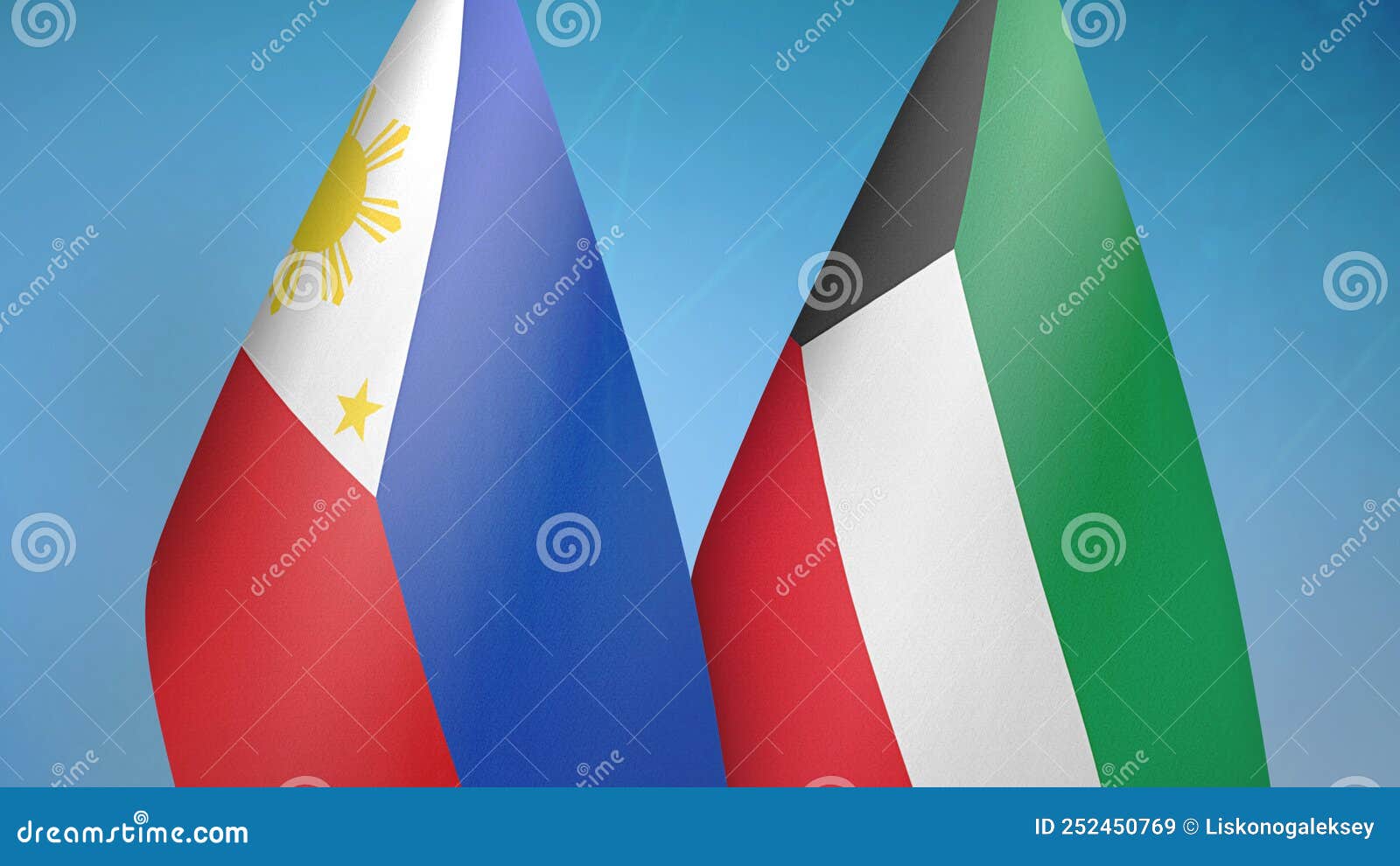 Philippines Vs Kuwait, Kuwaiti Smoke Flags Placed Side By Side. Thick ...