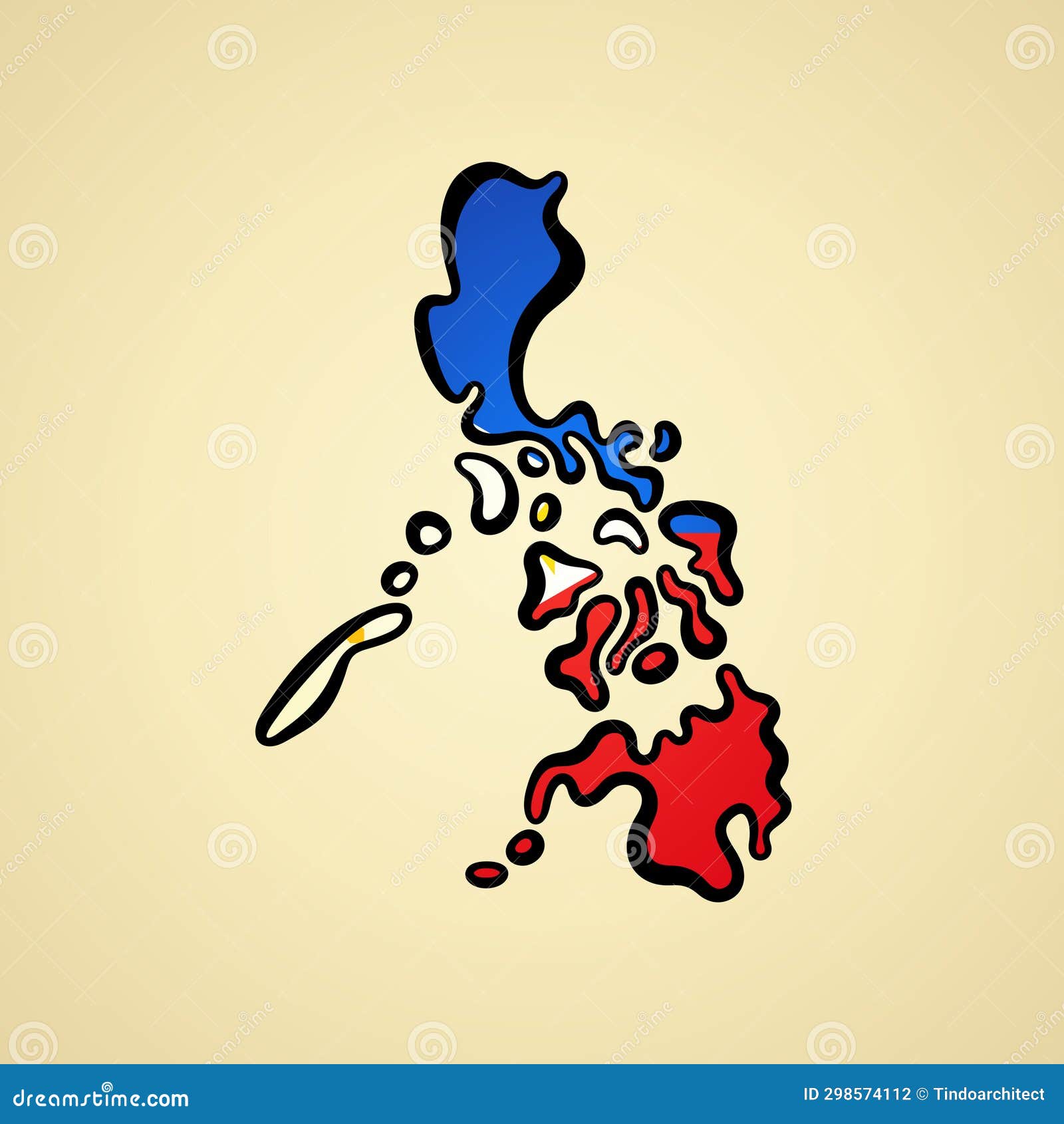 Philippines - Map Colored with Flag Stock Vector - Illustration of ...
