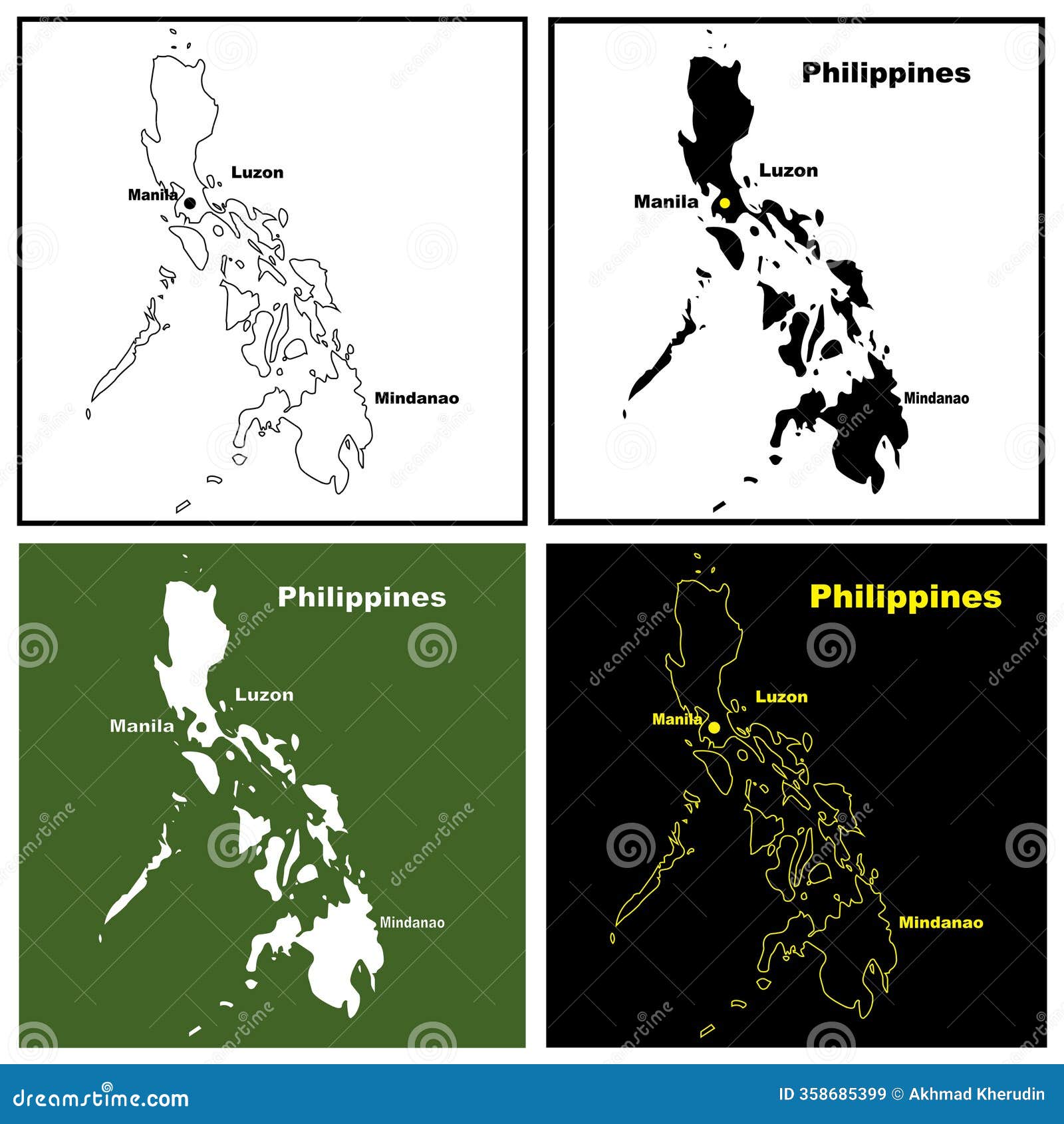 Philippines map design stock vector. Illustration of manila - 358685399