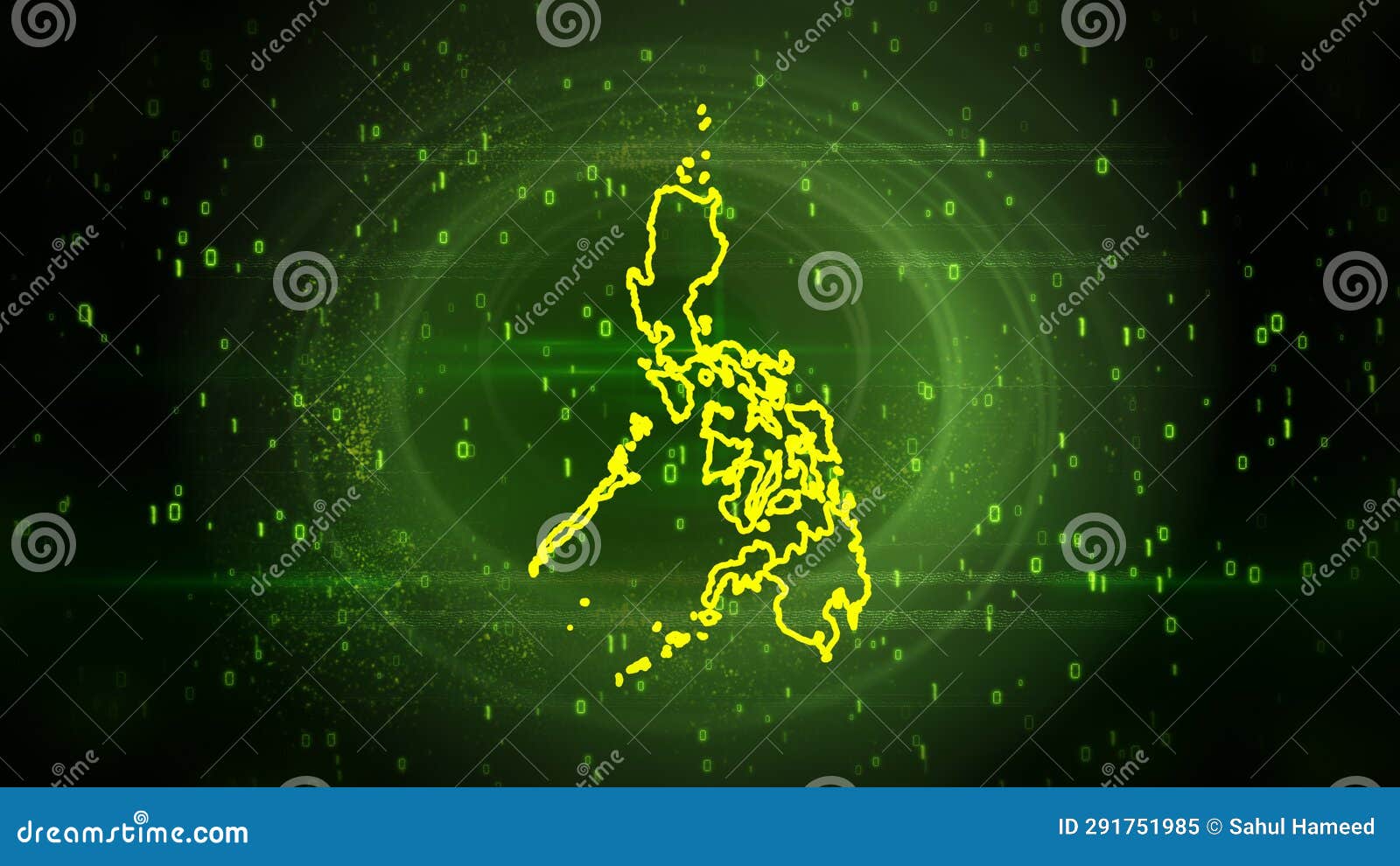 Philippines Map on Digital Background Stock Illustration - Illustration ...