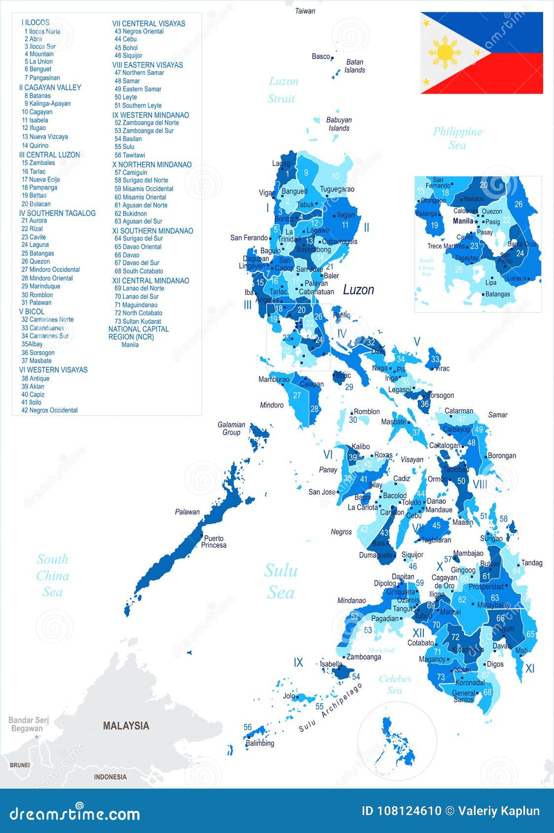 Philippines - Map and Flag - Detailed Vector Illustration Stock ...