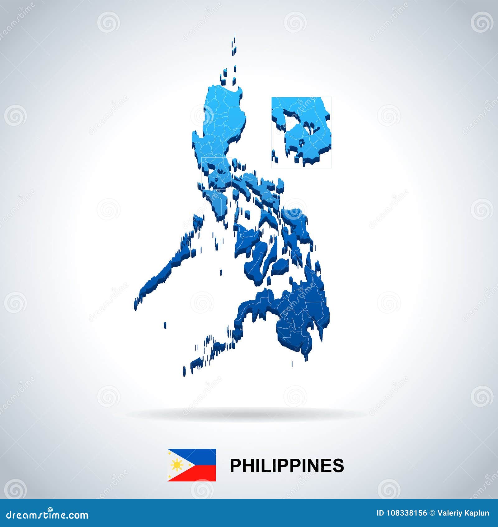 Philippines - Map and Flag - Detailed Vector Illustration Stock ...