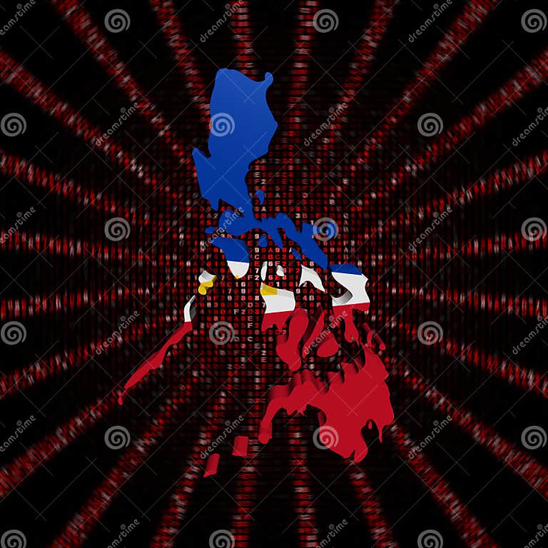 Philippines Map Flag on Red Hex Code Burst Illustration Stock ...