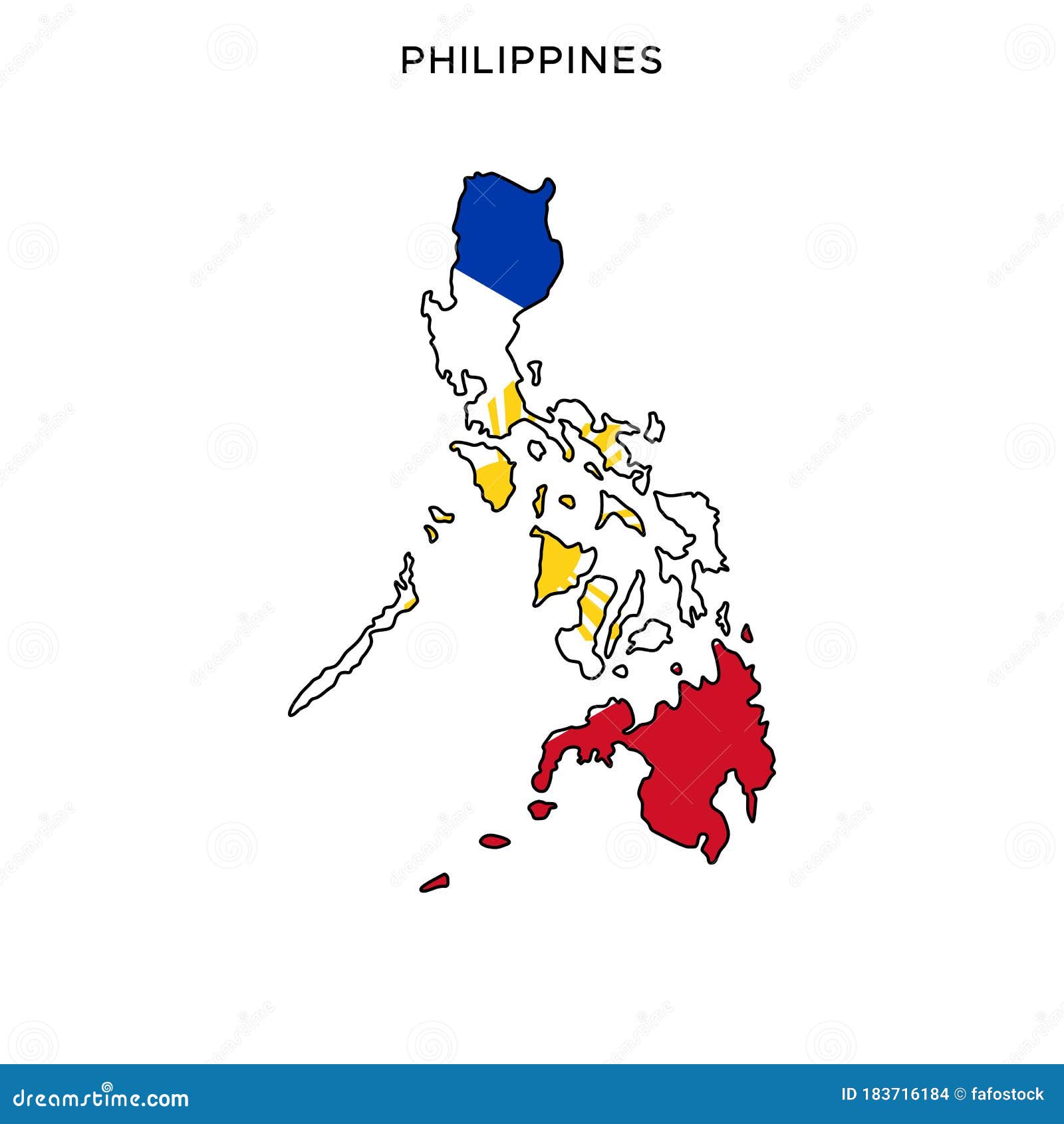Map And Flag Of Philippines Vector Design Template With Editable Stroke