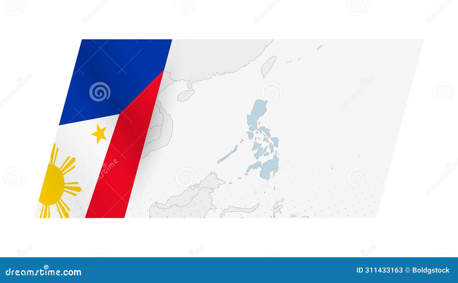Philippines Map in Modern Style with Flag of Philippines on Left Side ...