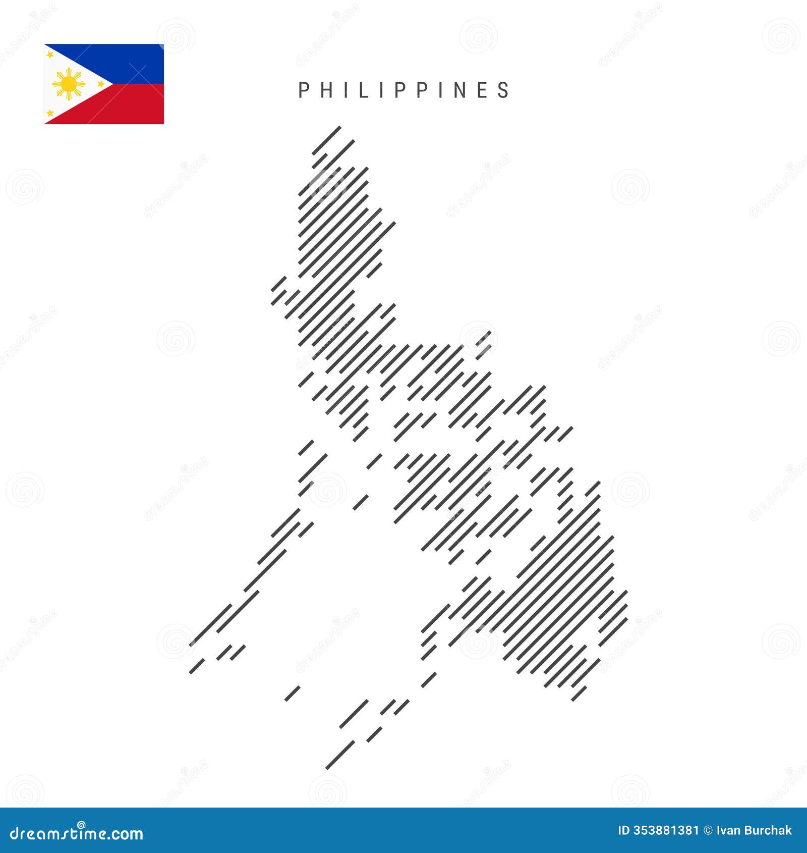 Philippines Map from Pattern of Black Slanted Parallel Lines. Flat ...
