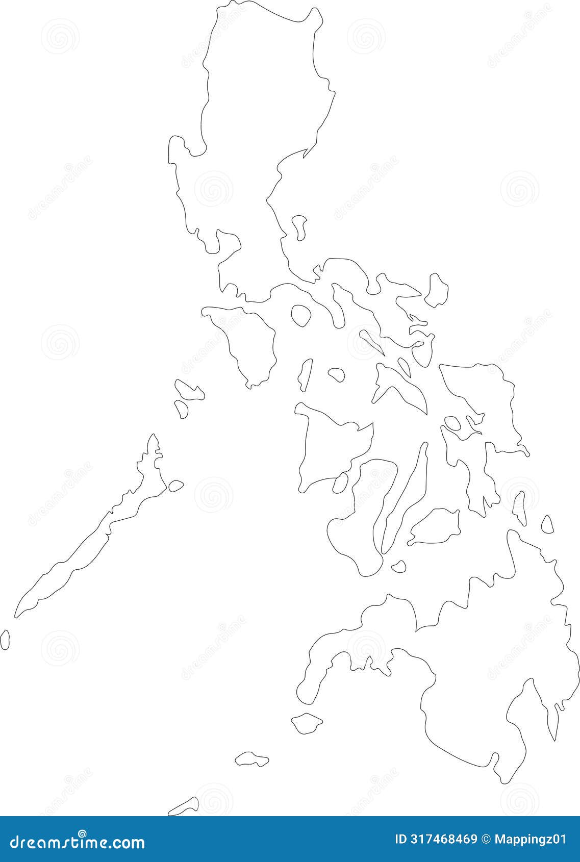 Philippines outline map stock vector. Illustration of area - 317468469