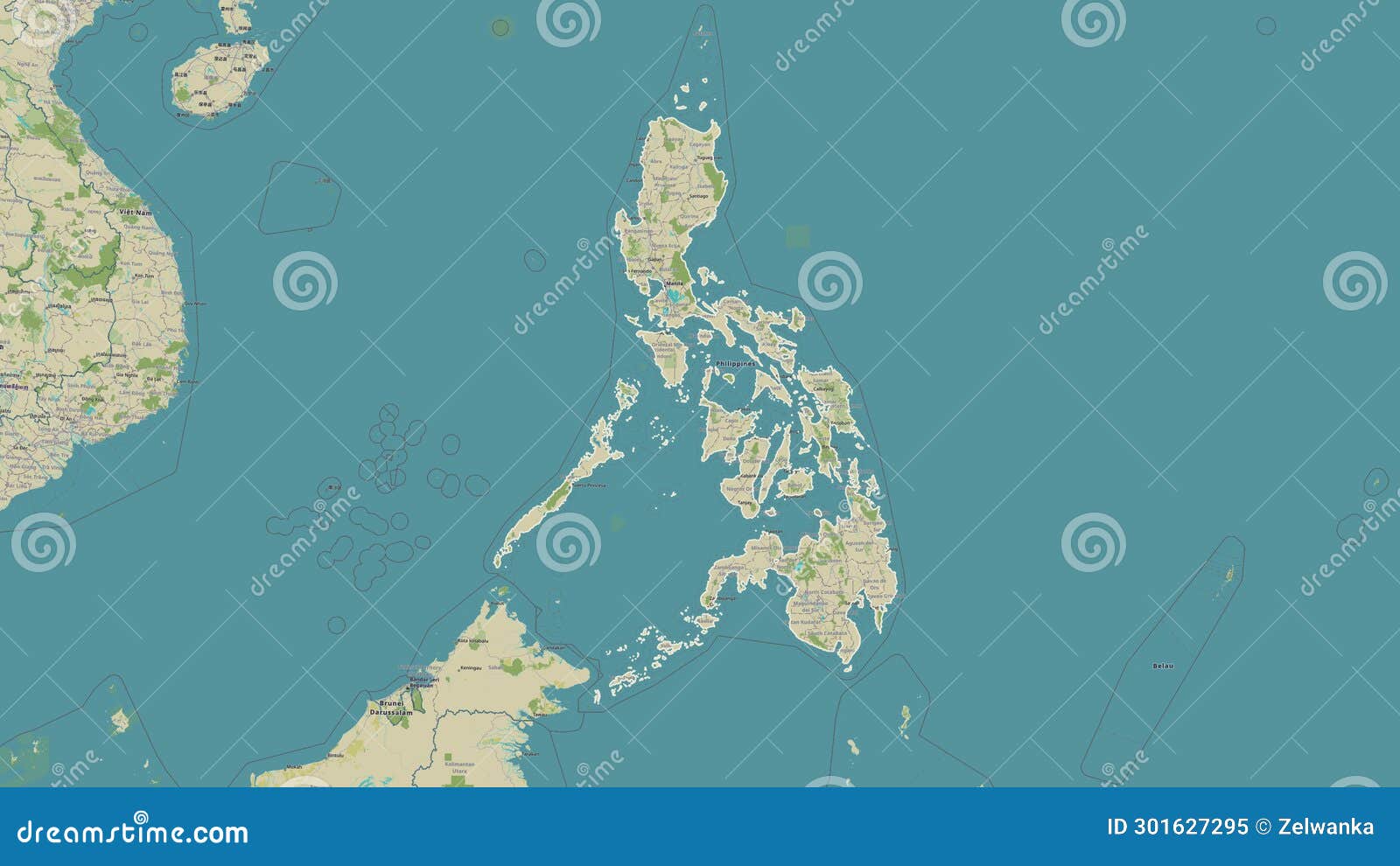 Philippines Outlined. Topo Humanitarian Stock Illustration ...