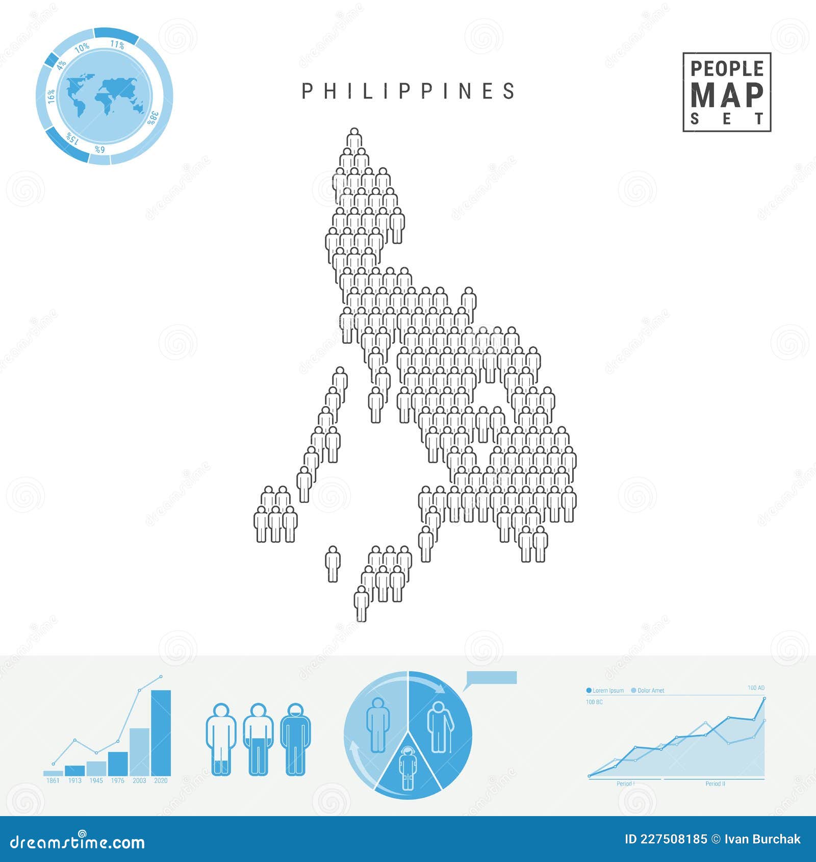 Philippines People Icon Map. Stylized Vector Silhouette of Philippines ...