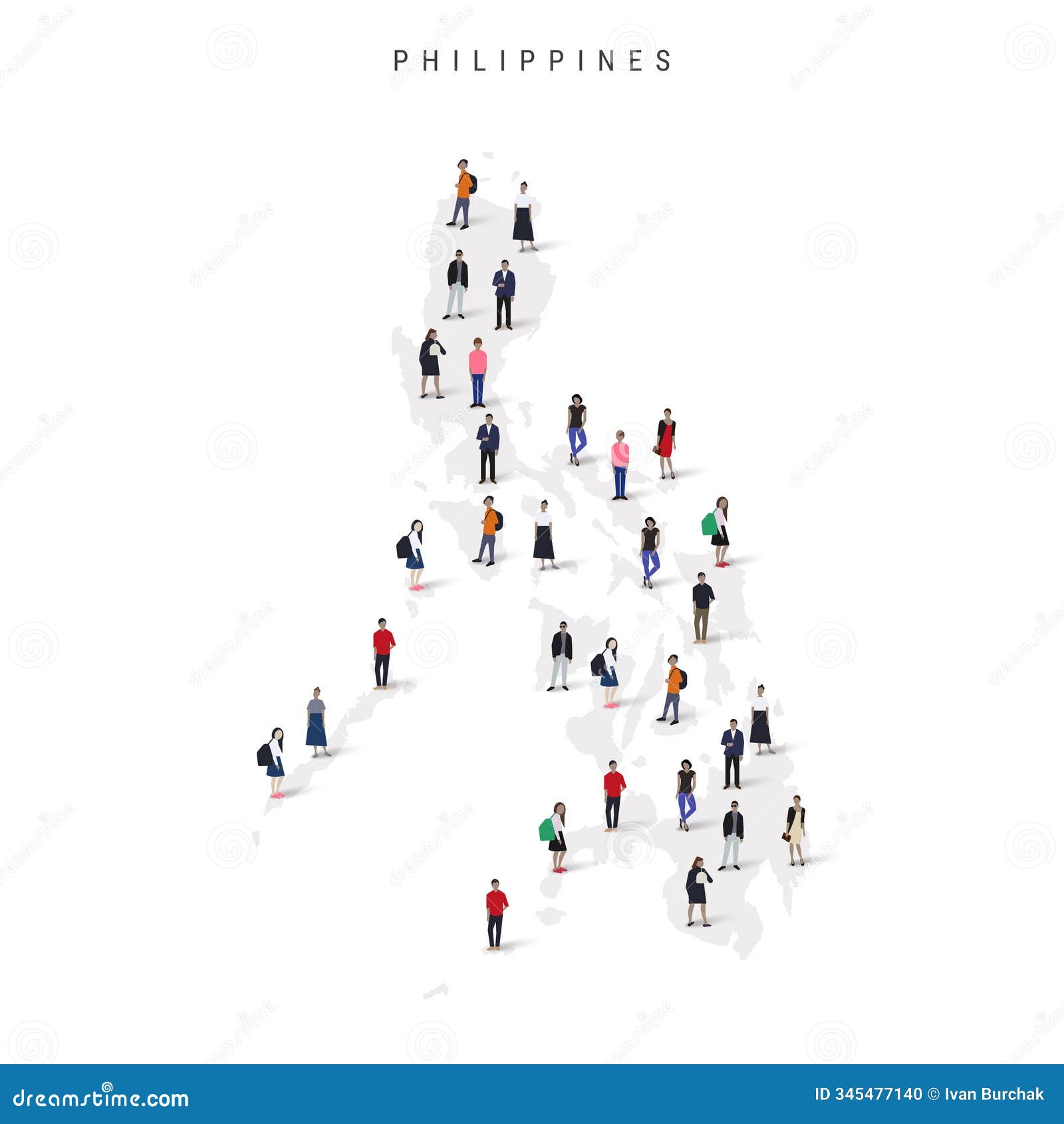 Philippine People Icon Map. Detailed Vector Silhouette. Mixed Crowd Of ...